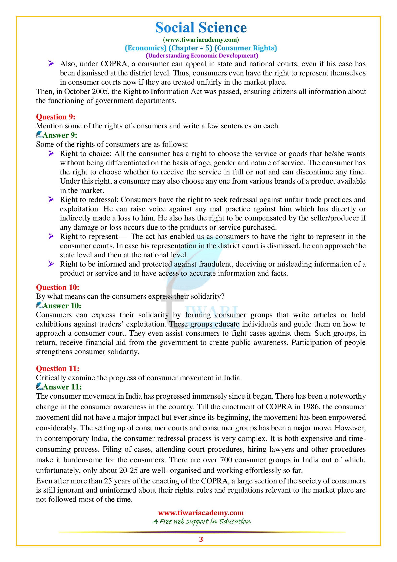 NCERT Solutions for Class 10 Economics Chapter 5 Consumer Rights
