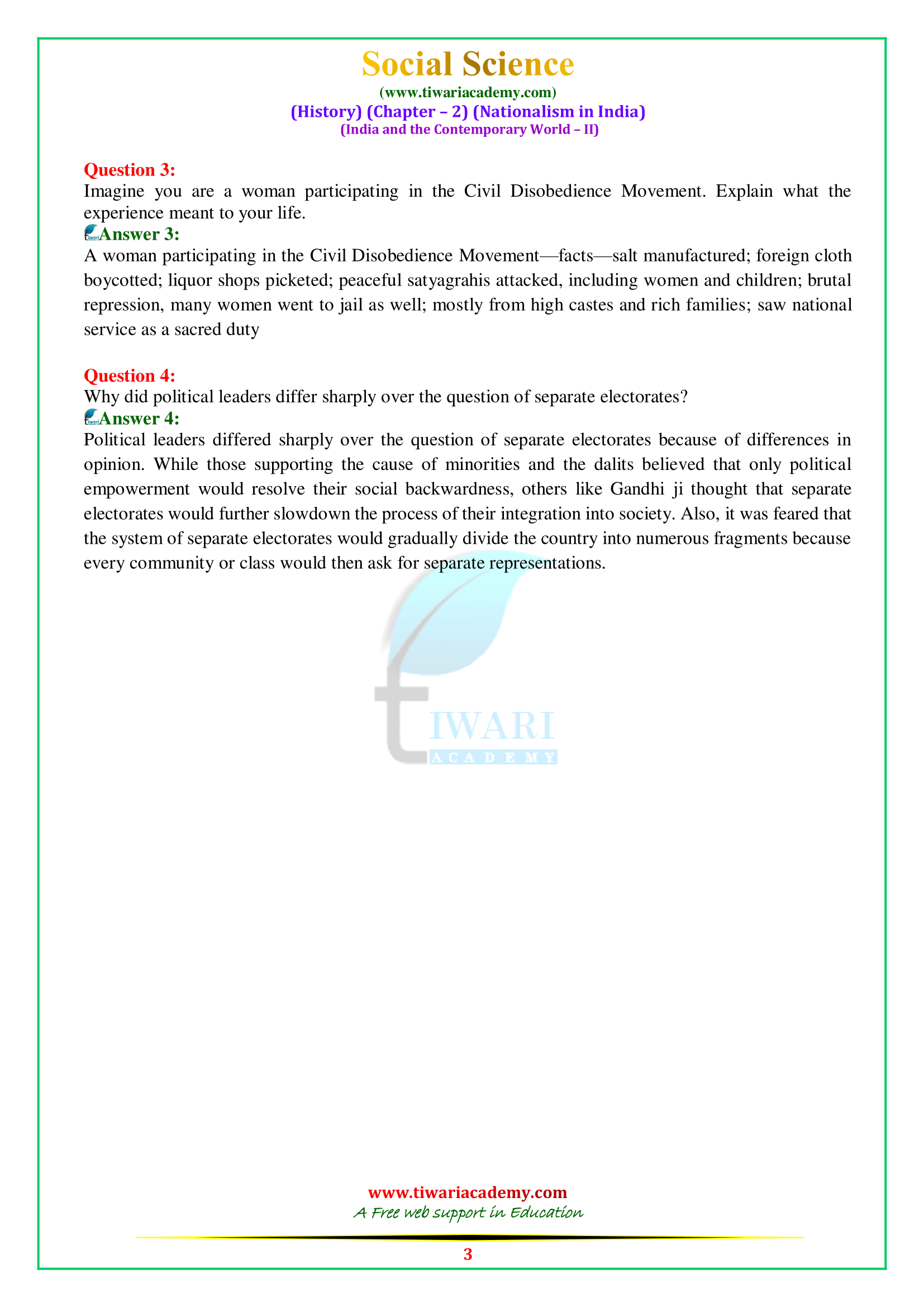 NCERT Solutions for Class 10 History Chapter 2 Nationalism in India