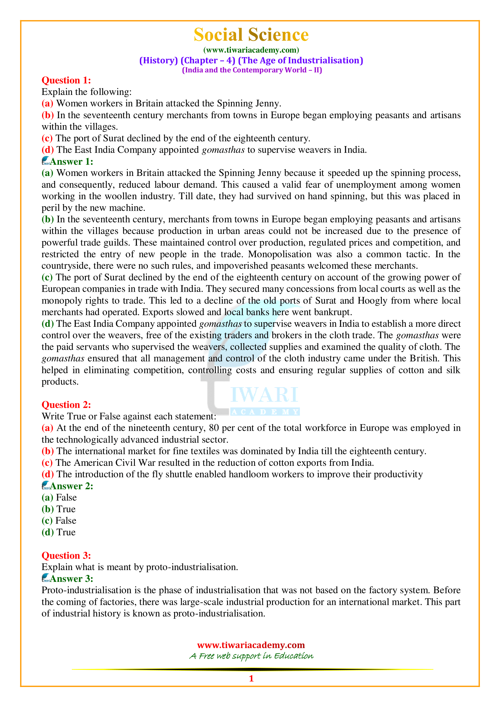 NCERT Solutions for Class 10 History Chapter 4 in PDF for 2022-2023.