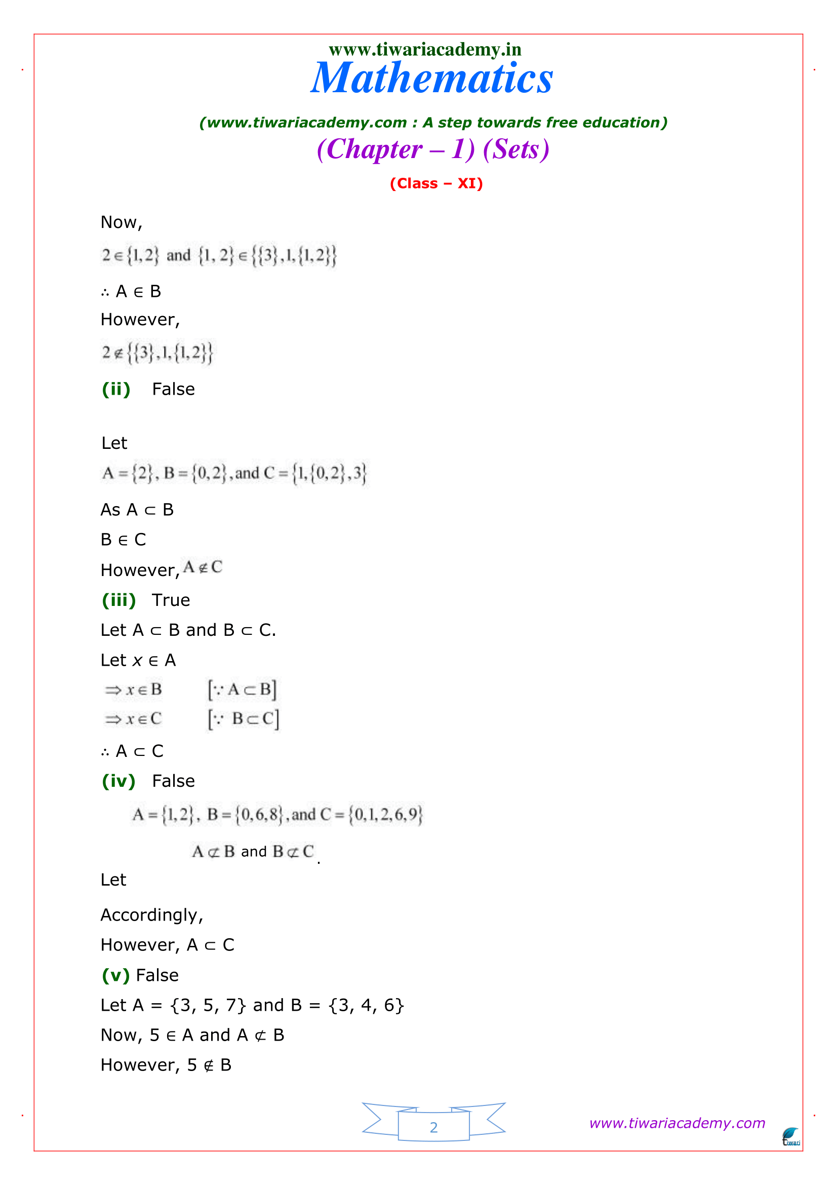 NCERT Solutions for Class 11 Maths Chapter 1 Sets (Updated 2022-2023)