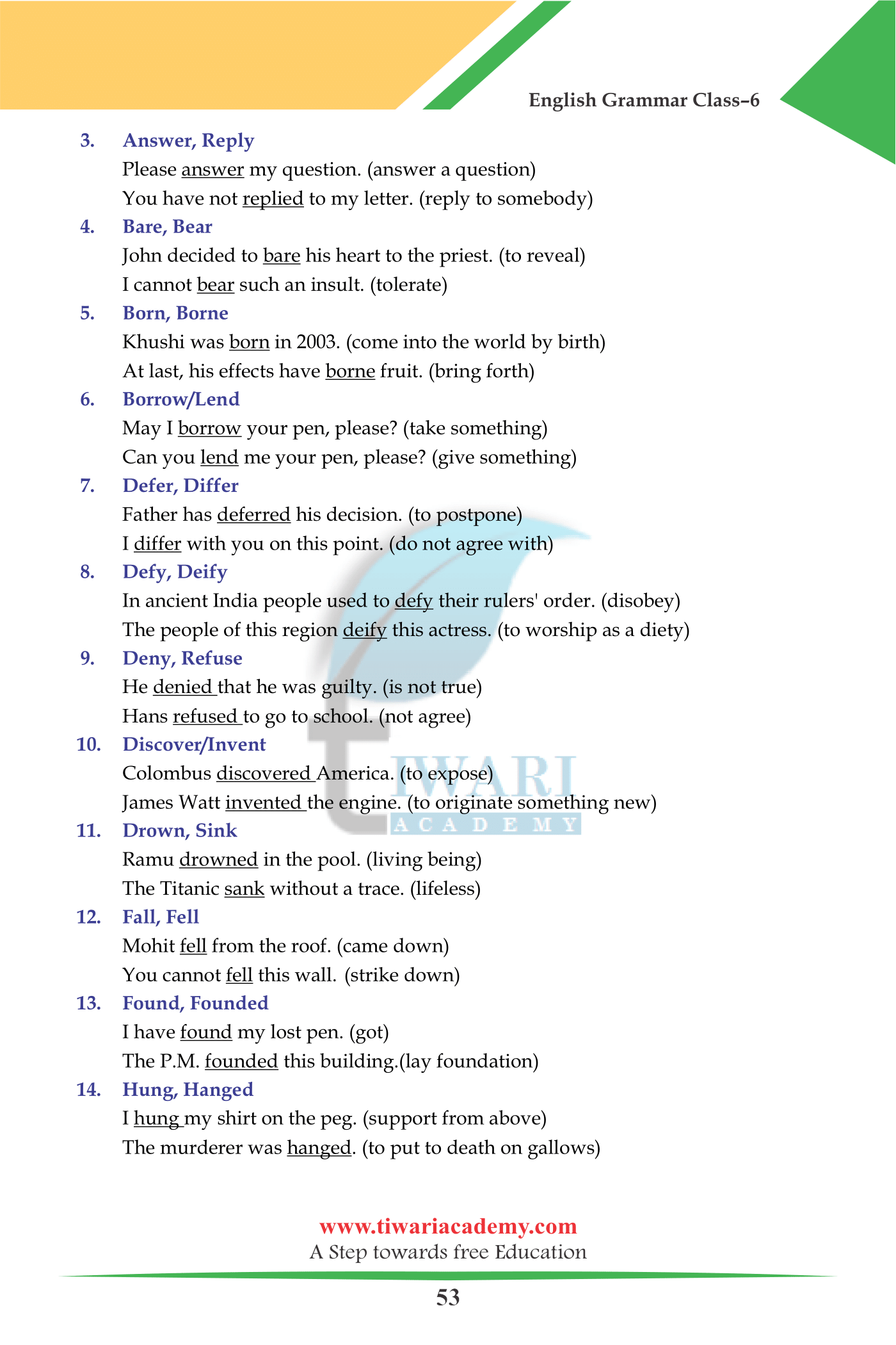 Class 6 English Grammar Chapter 11: Verbs and Their Forms PDF Video.
