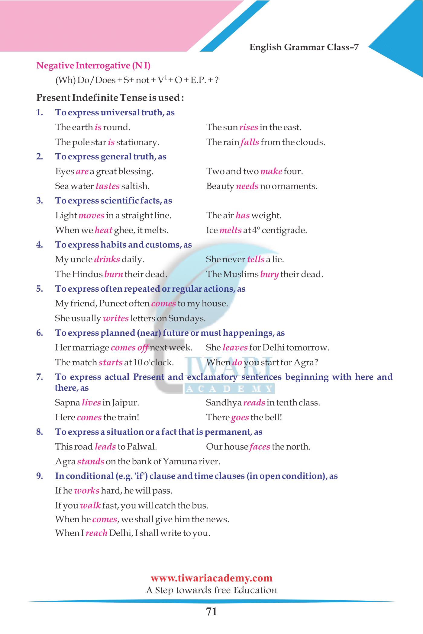Class 7 English Grammar Chapter 11 The Tense or Tenses for 2022-2023.