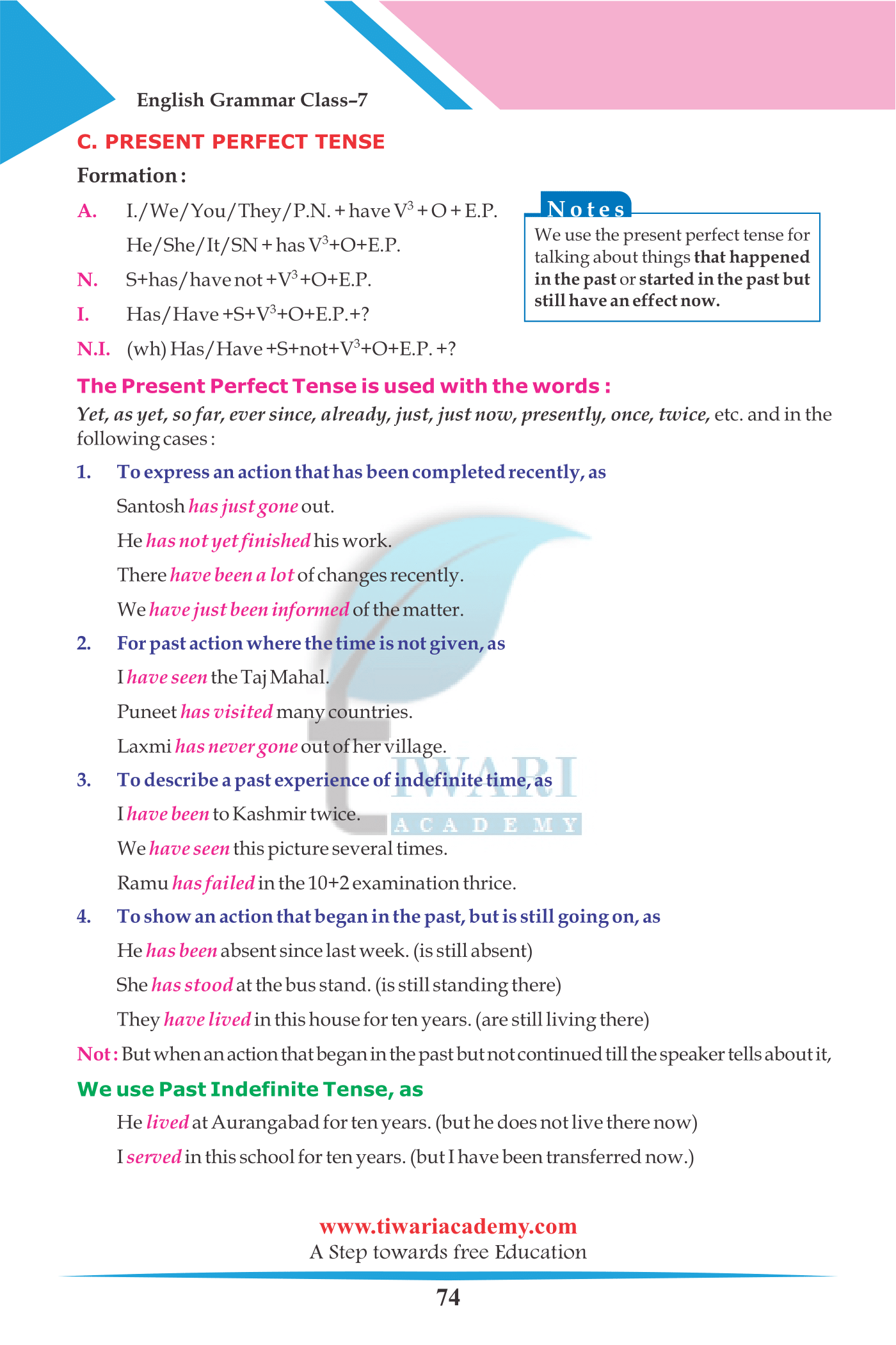 Class 7 English Grammar Chapter 11 The Tense or Tenses for 2022-2023.