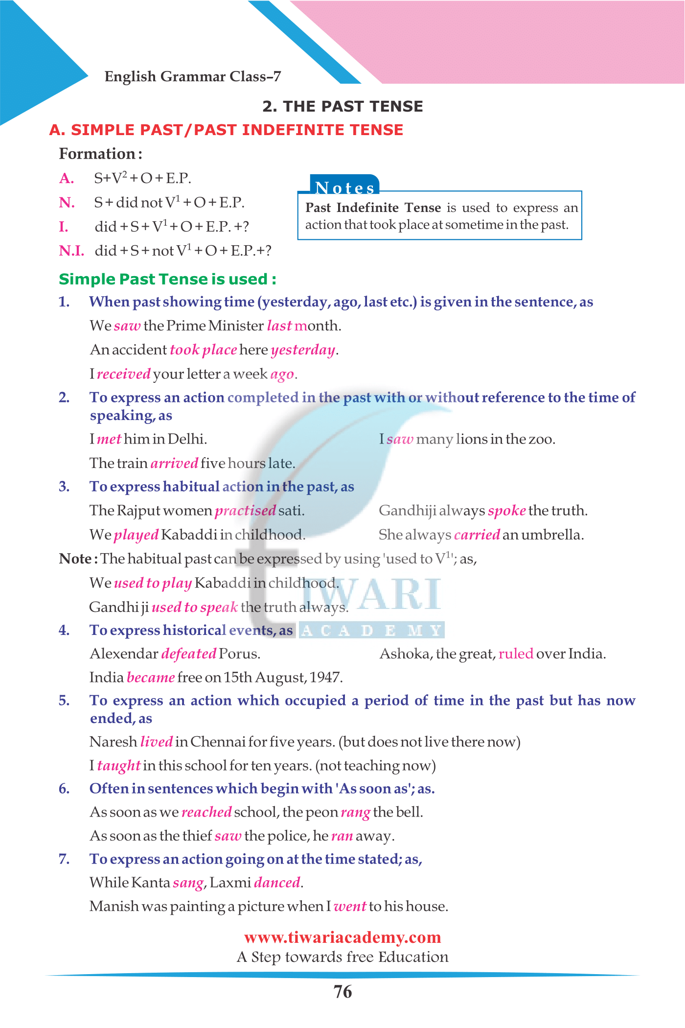 Class 7 English Grammar Chapter 11 The Tense or Tenses for 2022-2023.