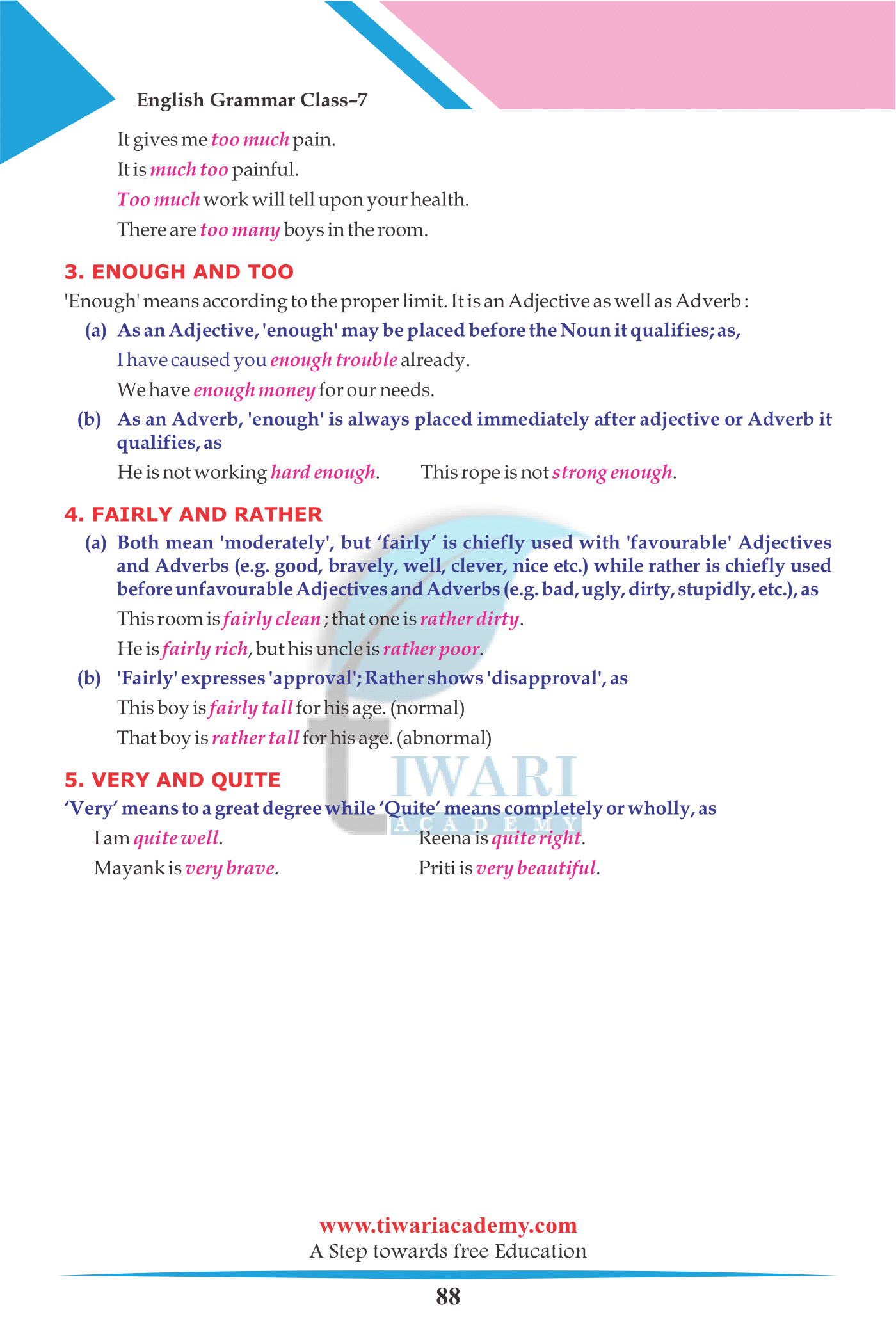 Class 7 English Grammar Chapter 13 The Adverb for session 2023-2024.