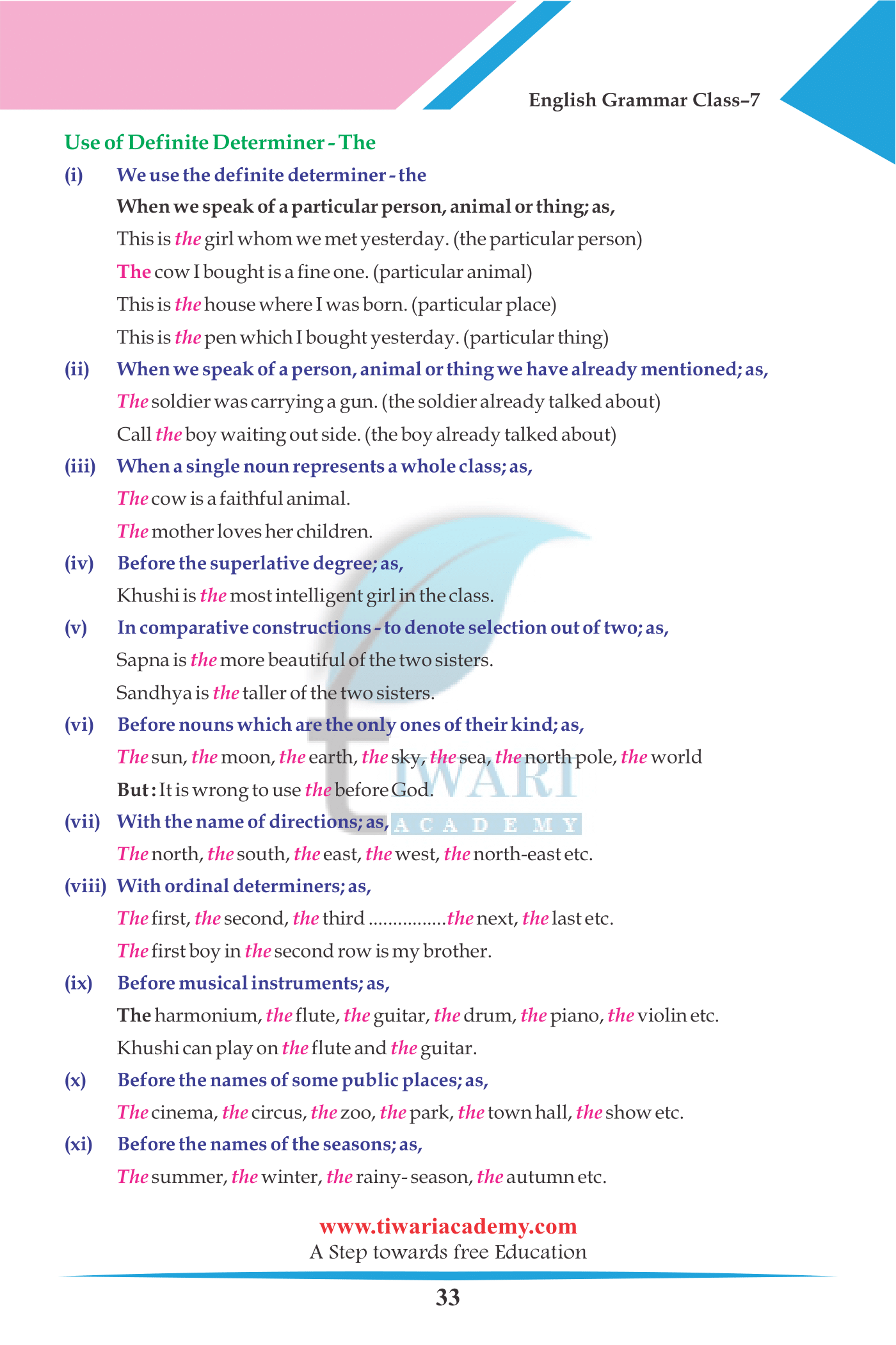 Class 7 English Grammar Chapter 6 The Determiner For Session 2022 2023 class-7-english-grammar-chapter-6-the-determiner-for-session-2022-2023