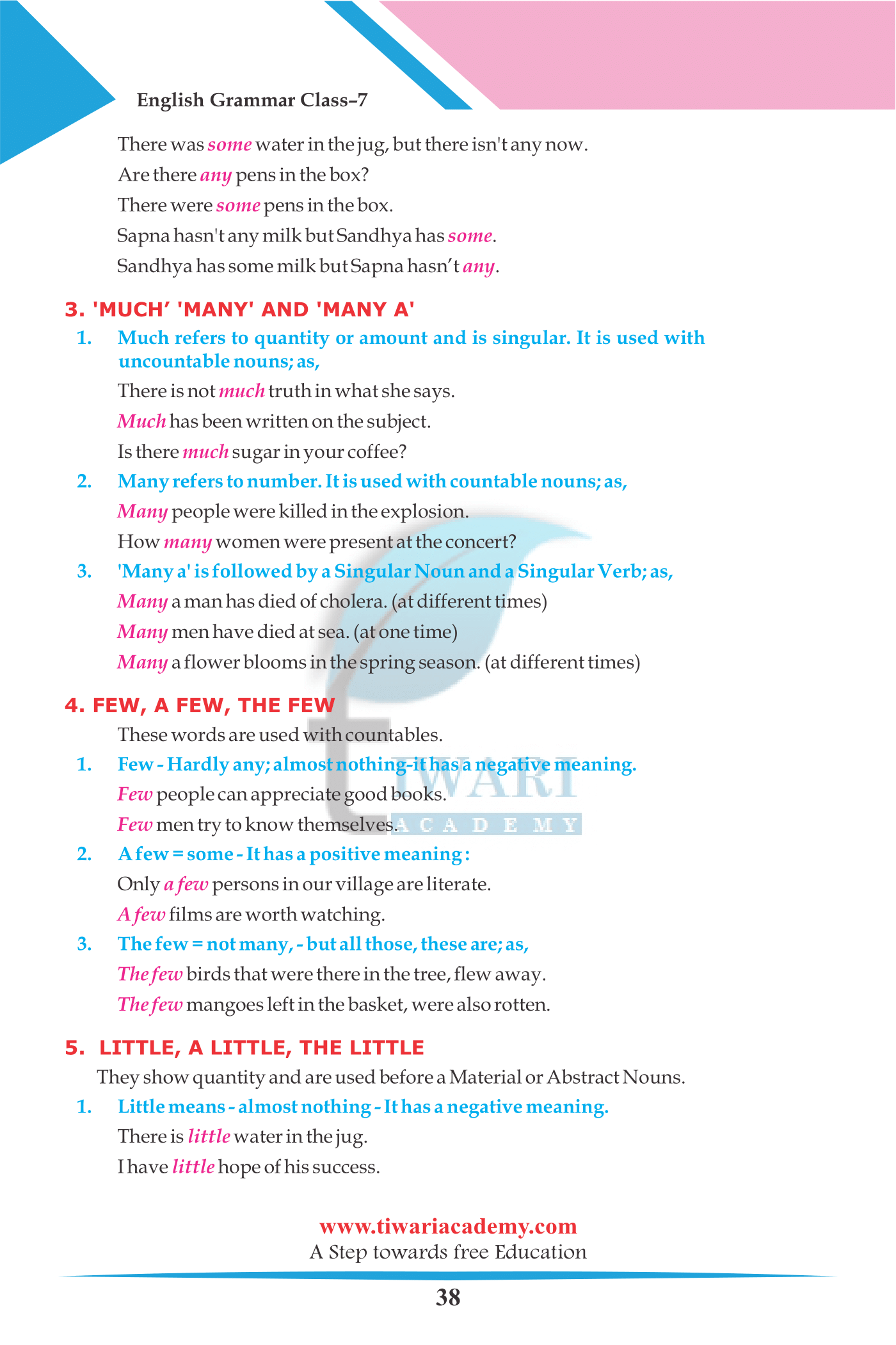 Class 7 English Grammar Chapter 6 The Determiner for session 2022-2023