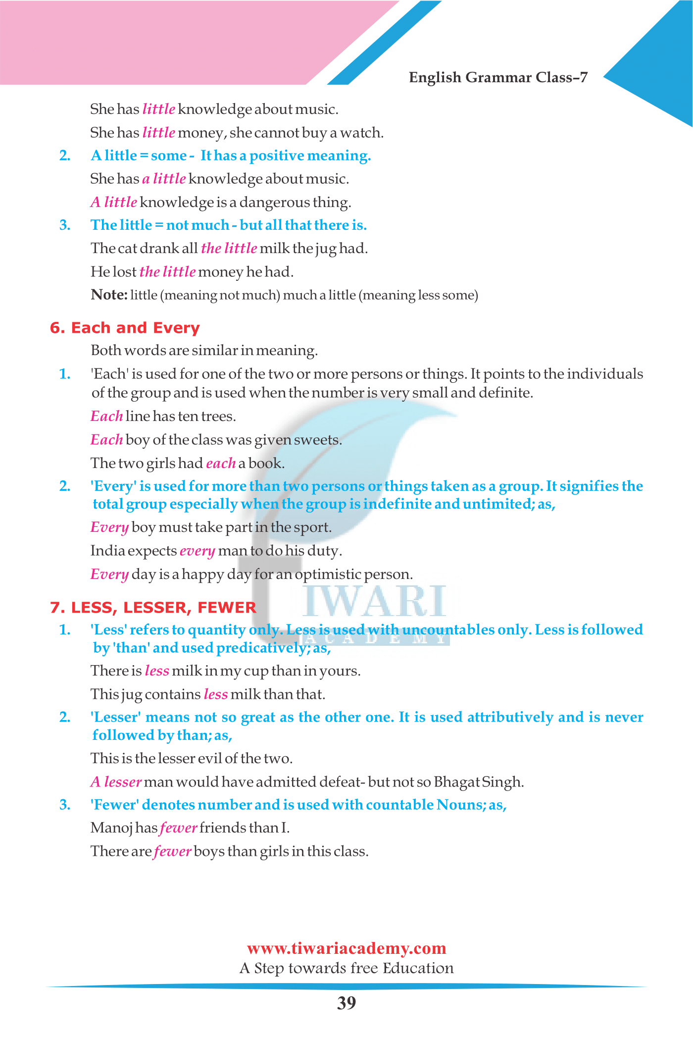 Class 7 English Grammar Chapter 6 The Determiner for session 2022-2023
