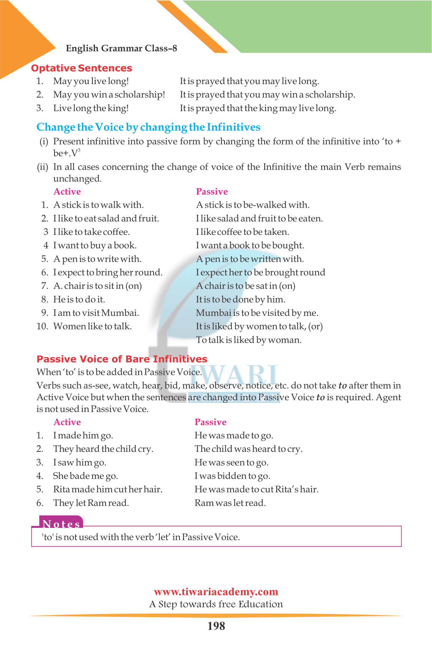 Class 8 English Grammar Chapter 15 Active and Passive Voice for CBSE.
