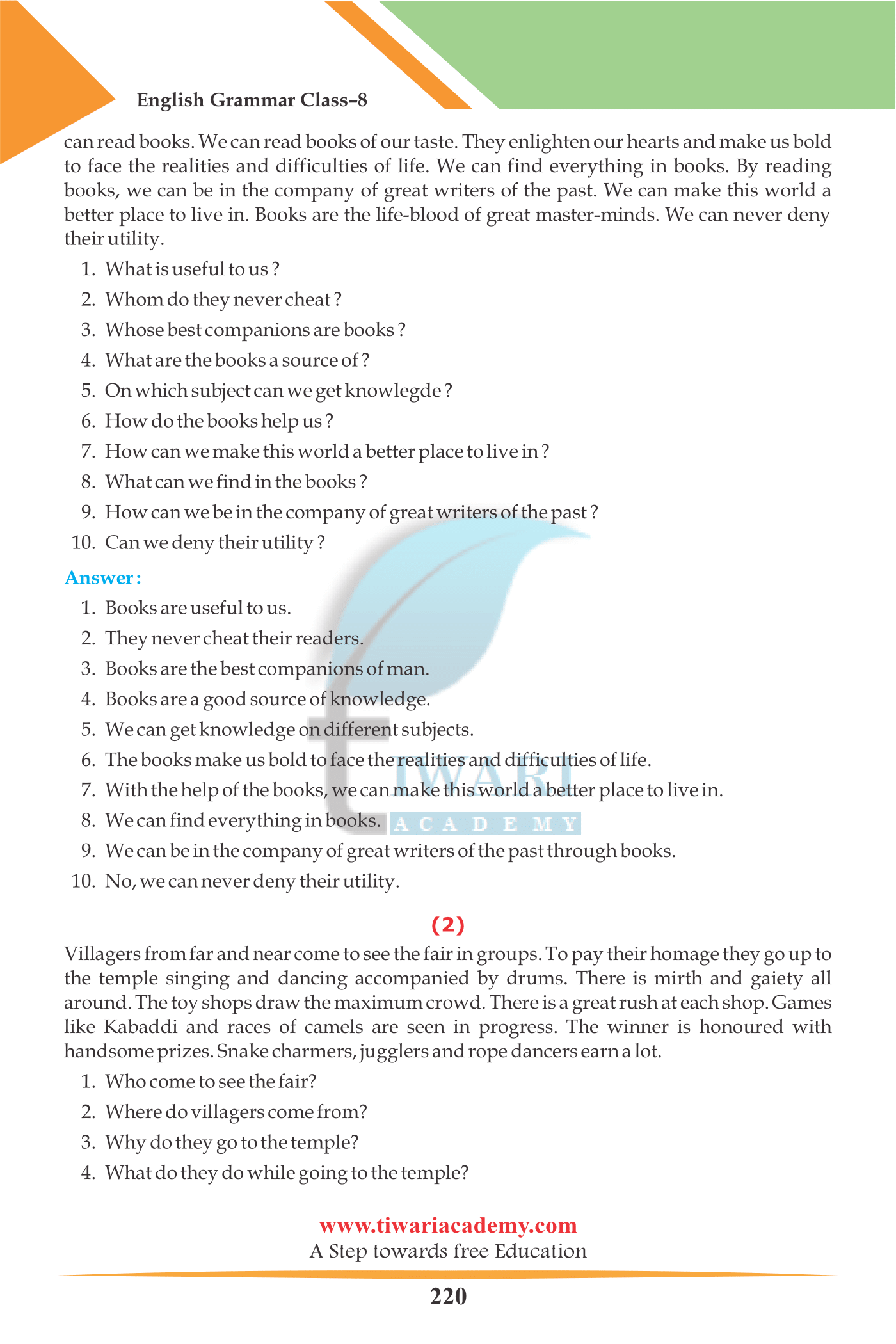Class 8 English Grammar Chapter 17 Comprehension (Unseen Passage)