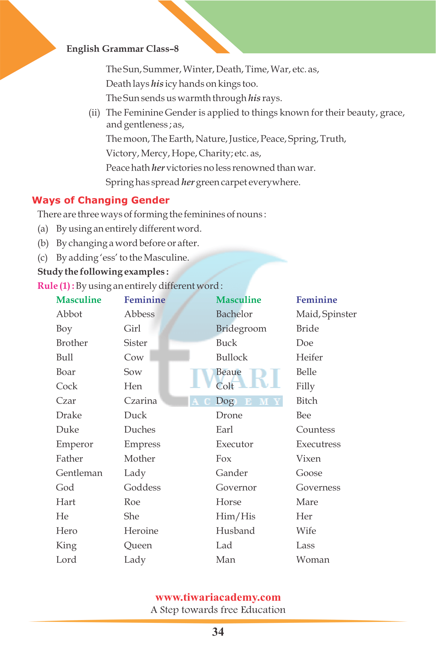 Class 8 English Grammar Chapter 4 The Noun for Session 2022-2023