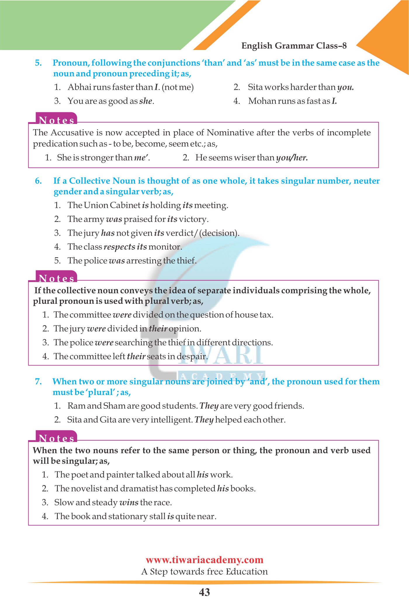 Class 8 English Grammar Chapter 5 The Pronoun for Session 2022-2023.