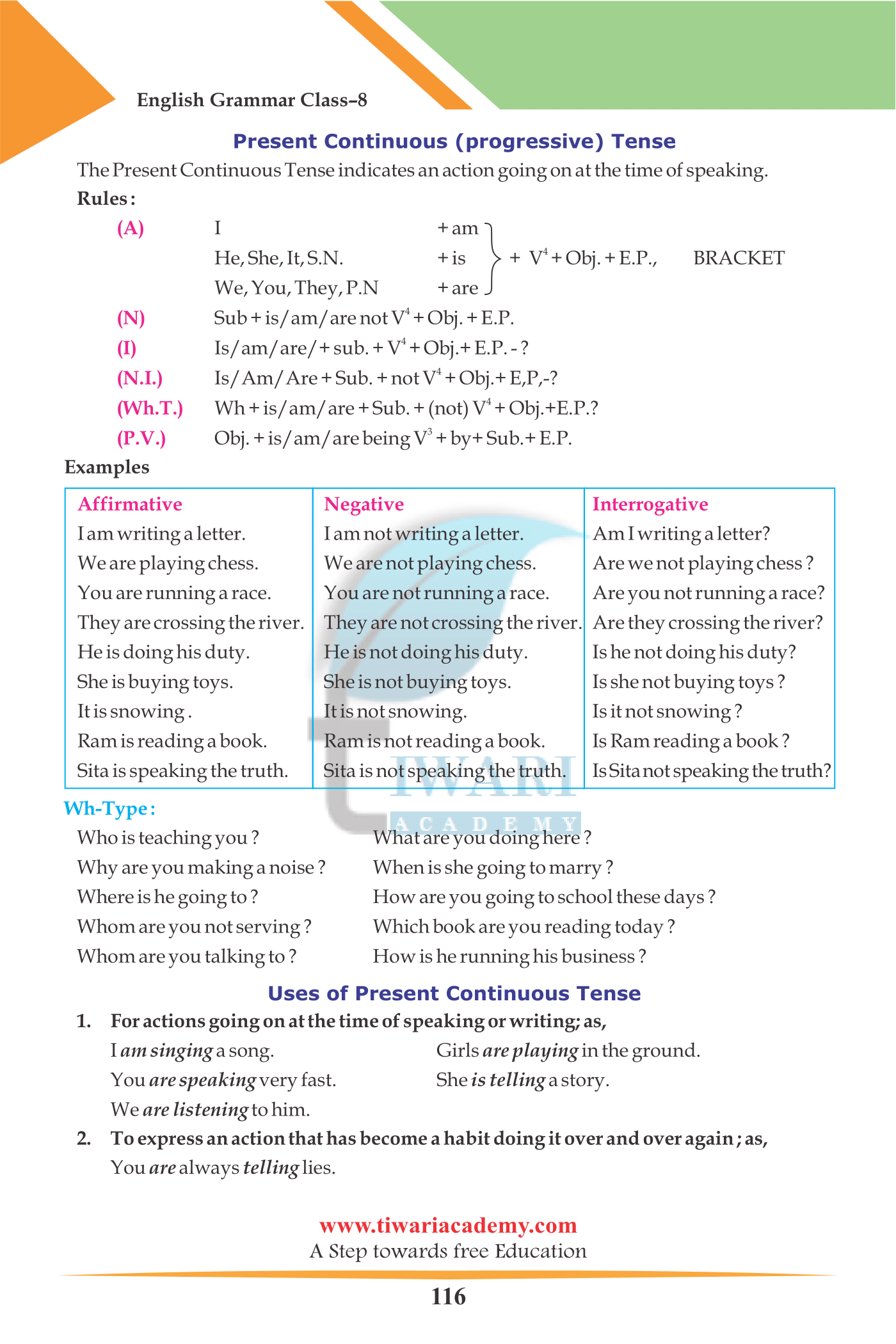 Class 8 English Grammar Chapter 9 The Tense for CBSE 2022-2023.