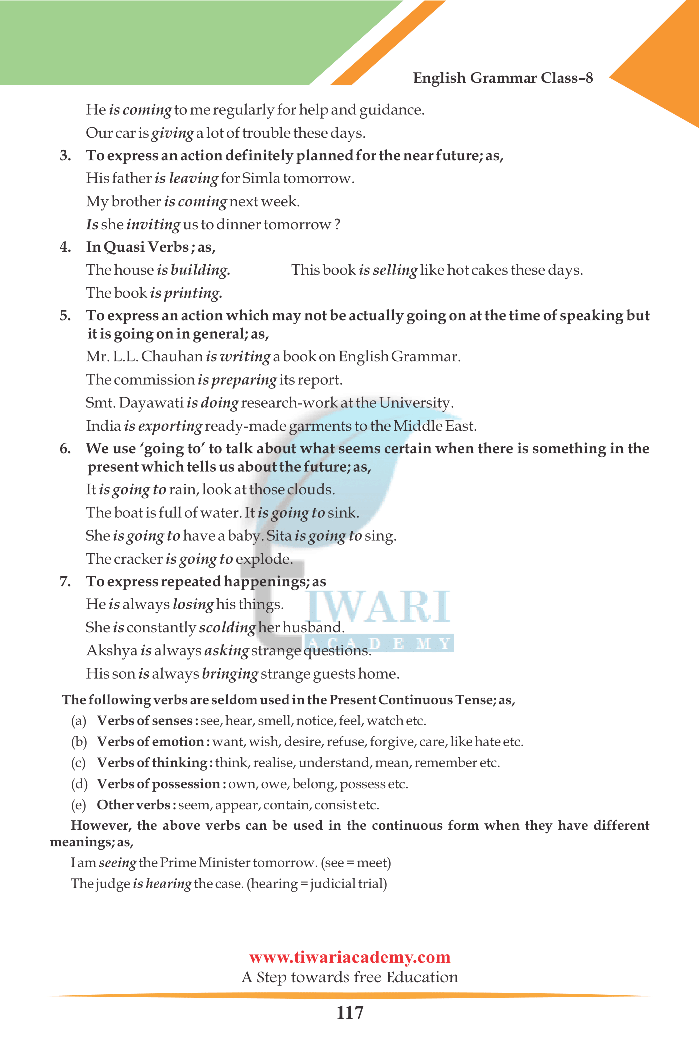 Class 8 English Grammar Chapter 9 The Tense for CBSE 2022-2023.