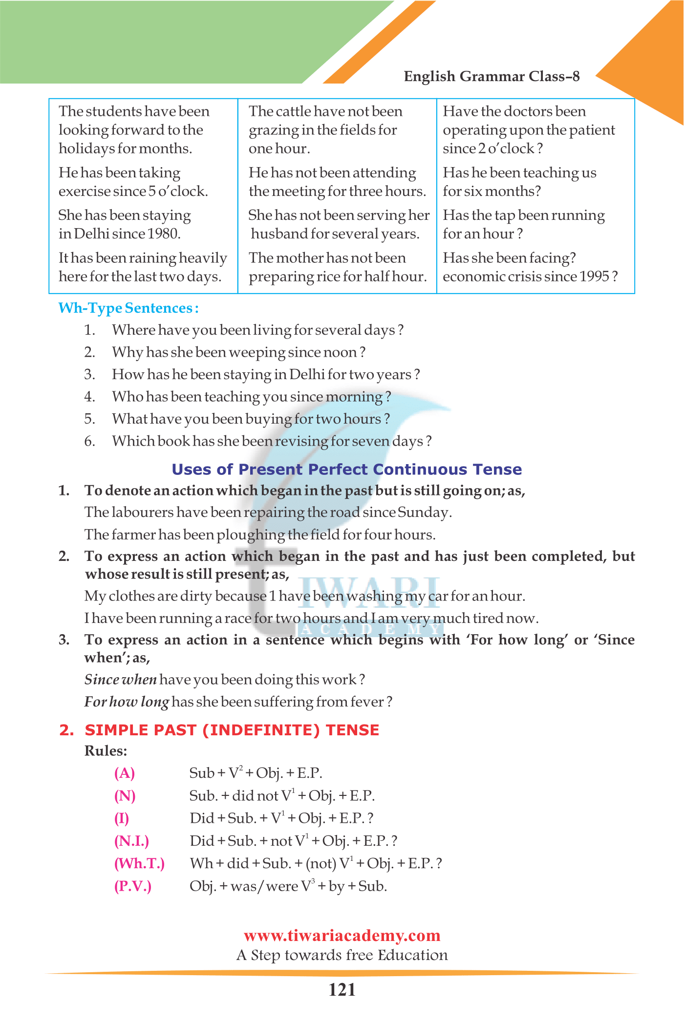 Class 8 English Grammar Chapter 9 The Tense for CBSE 2023-2024.