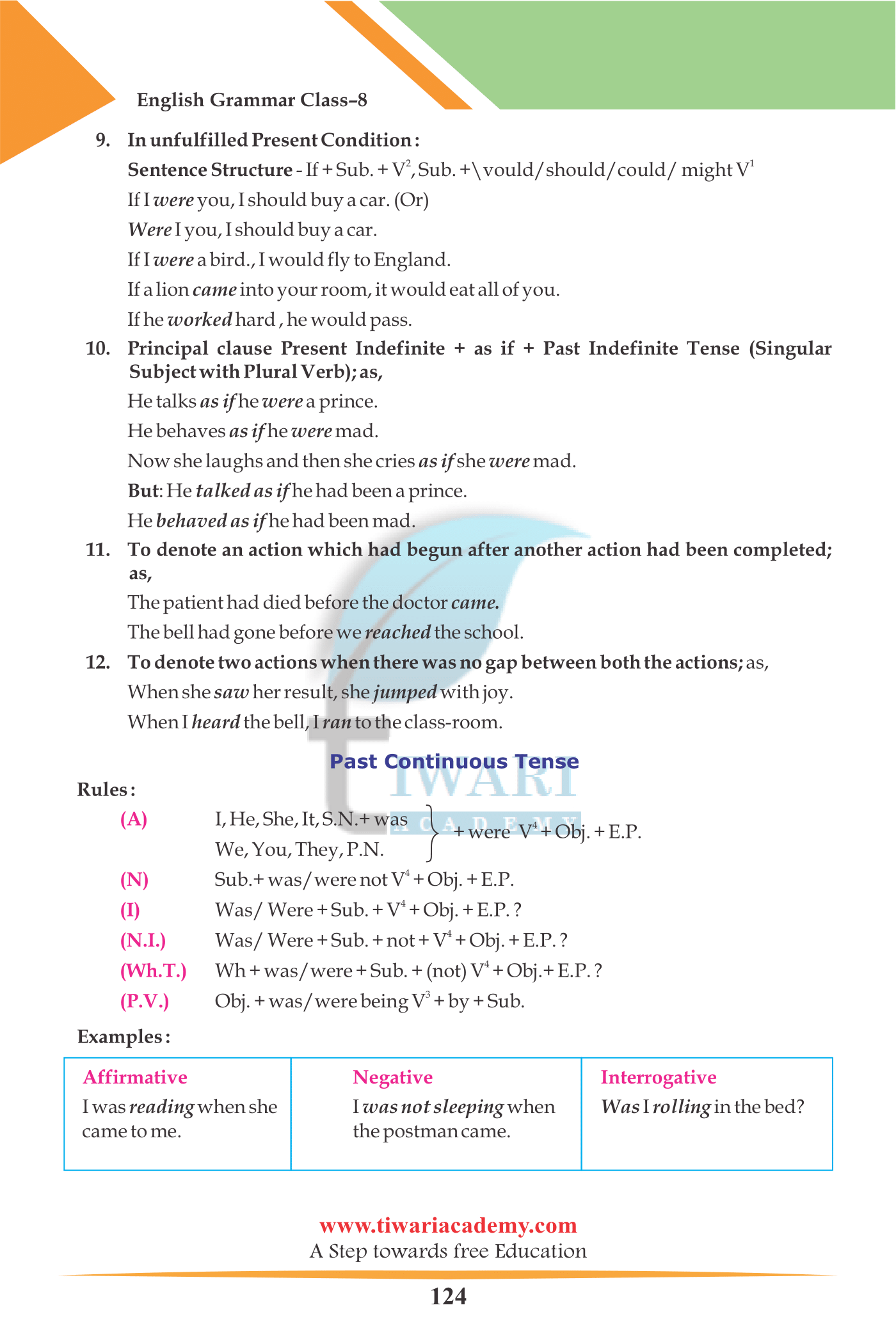 Class 8 English Grammar Chapter 9 The Tense for CBSE 2022-2023.