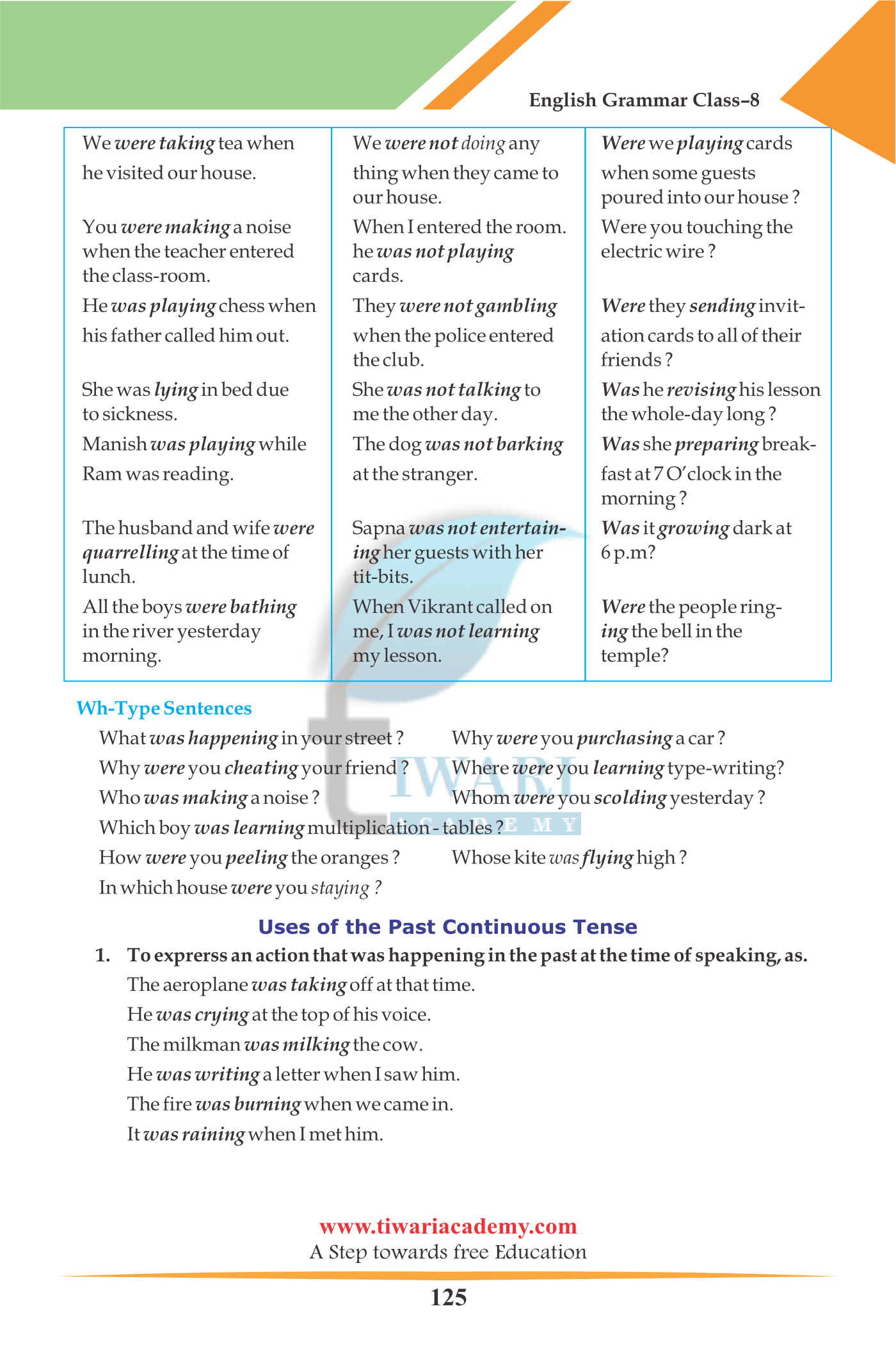 Class 8 English Grammar Chapter 9 The Tense for CBSE 2022-2023.