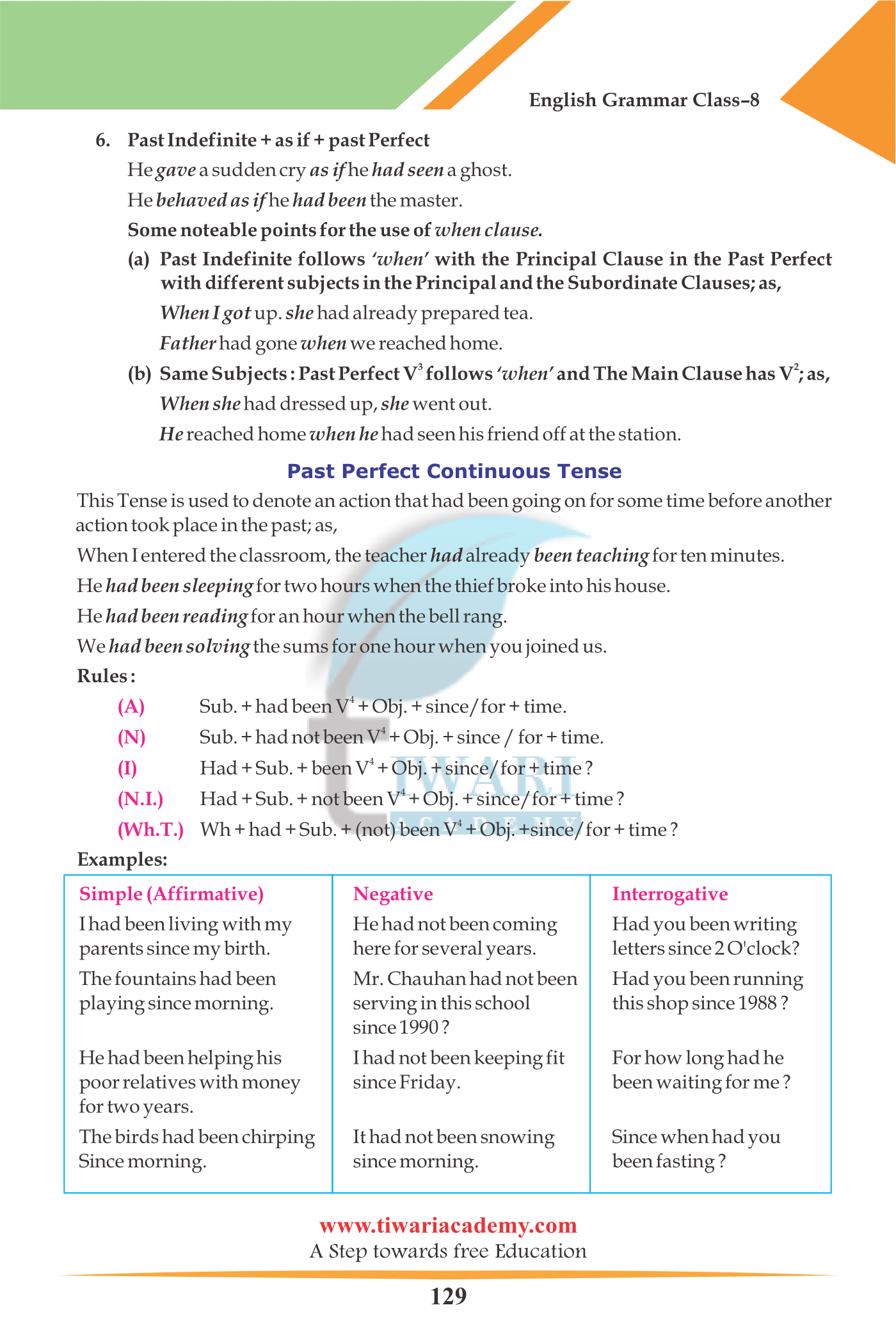 Class 8 English Grammar Chapter 9 The Tense for CBSE 2022-2023.