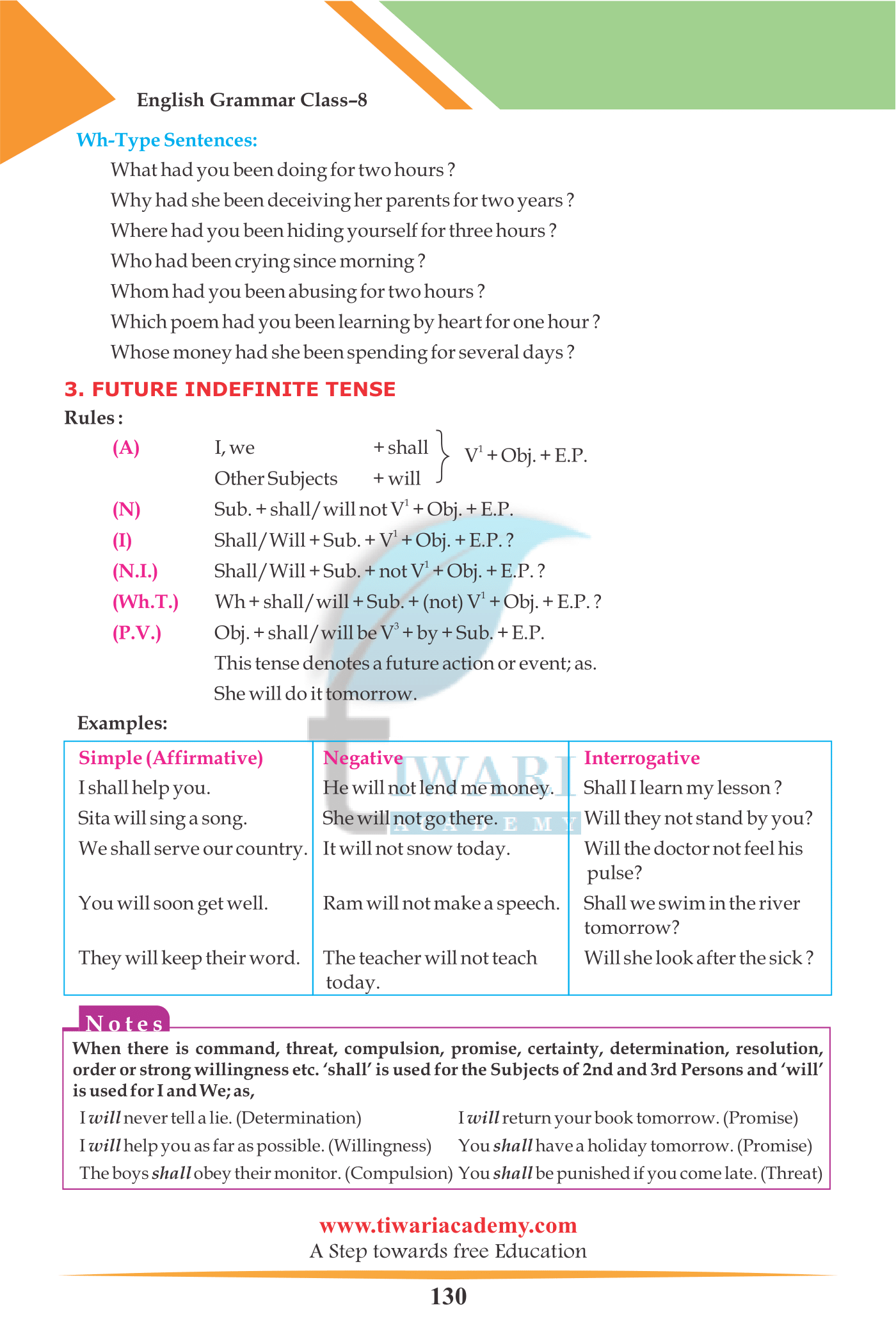 Class 8 English Grammar Chapter 9 The Tense for CBSE 2022-2023.