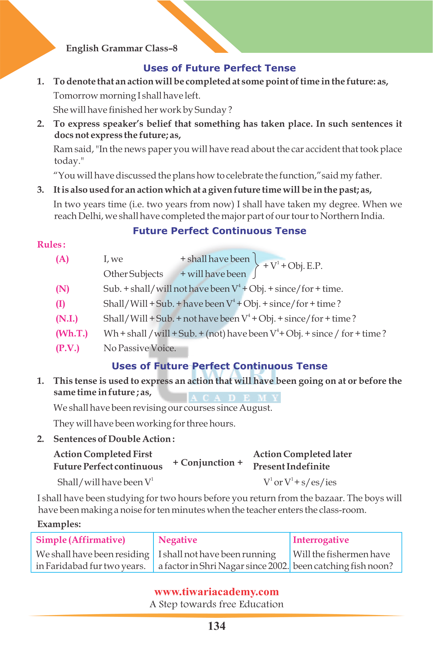 Class 8 English Grammar Chapter 9 The Tense for CBSE 2022-2023.