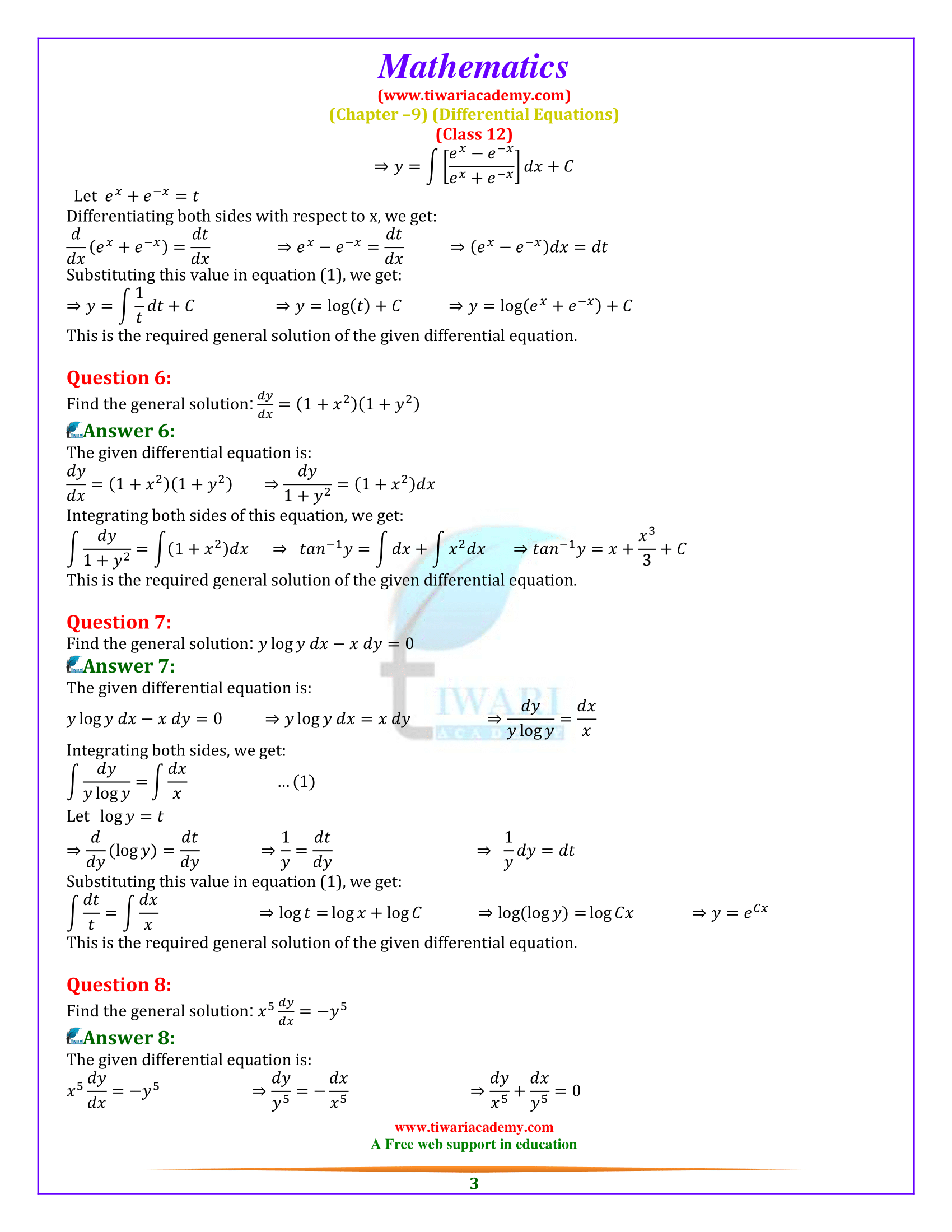 NCERT Solutions for Class 12 Maths Chapter 9 Exercise 9.4 in PDF form