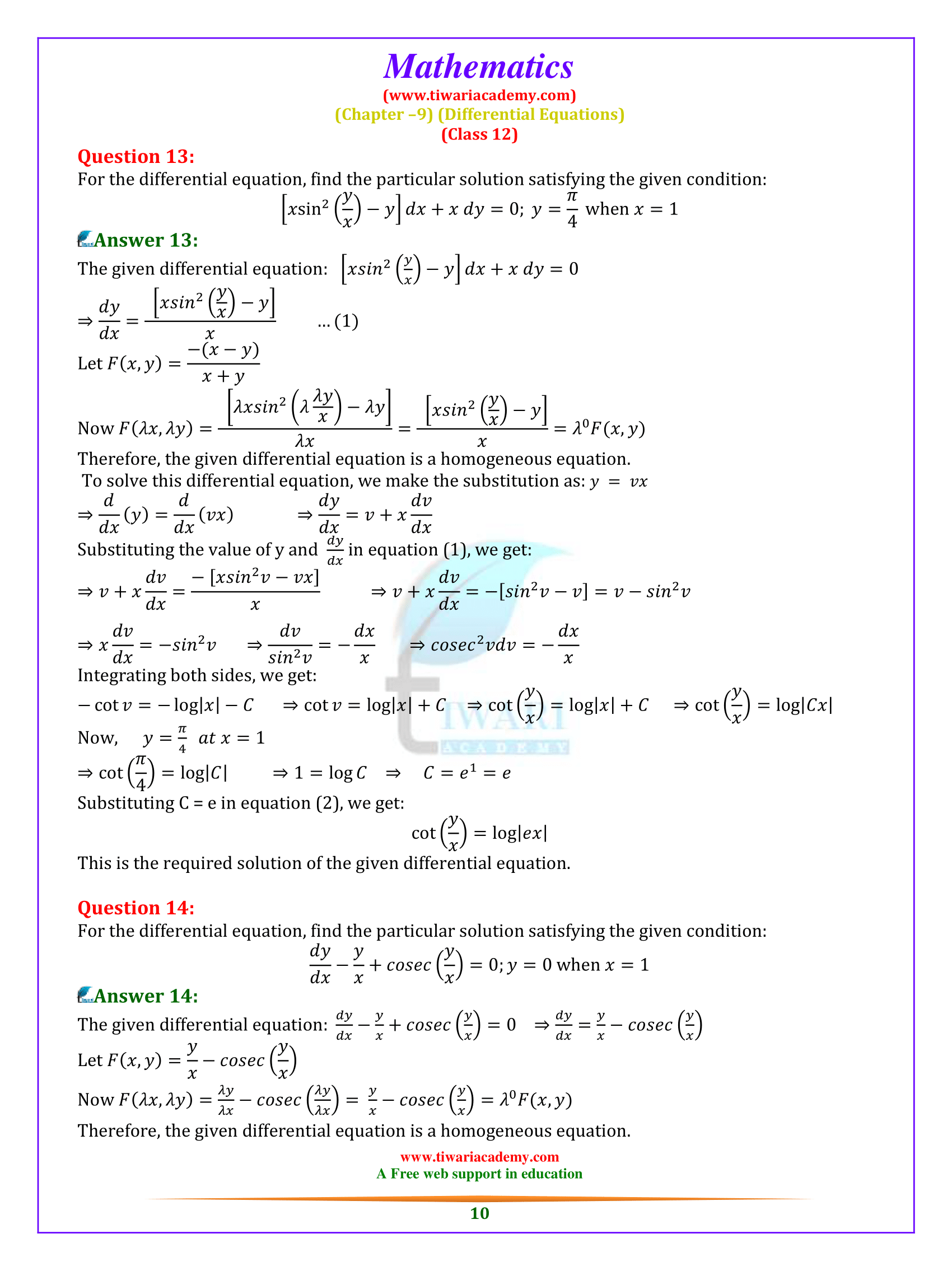 NCERT Solutions for Class 12 Maths Chapter 9 Exercise 9.5 in PDF form
