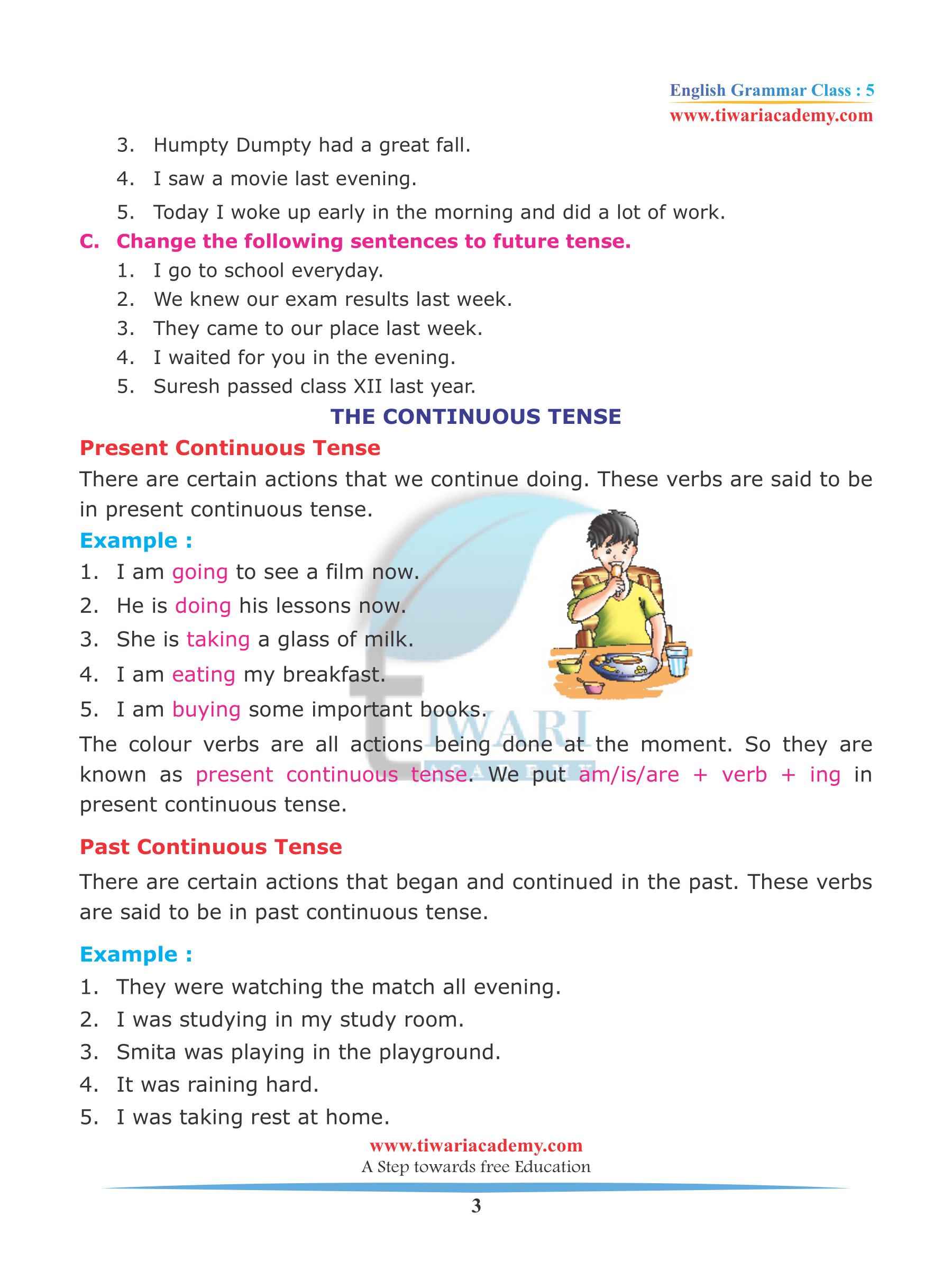 Class 5 English Grammar Chapter 6 Verb and Present, Past Future tense.