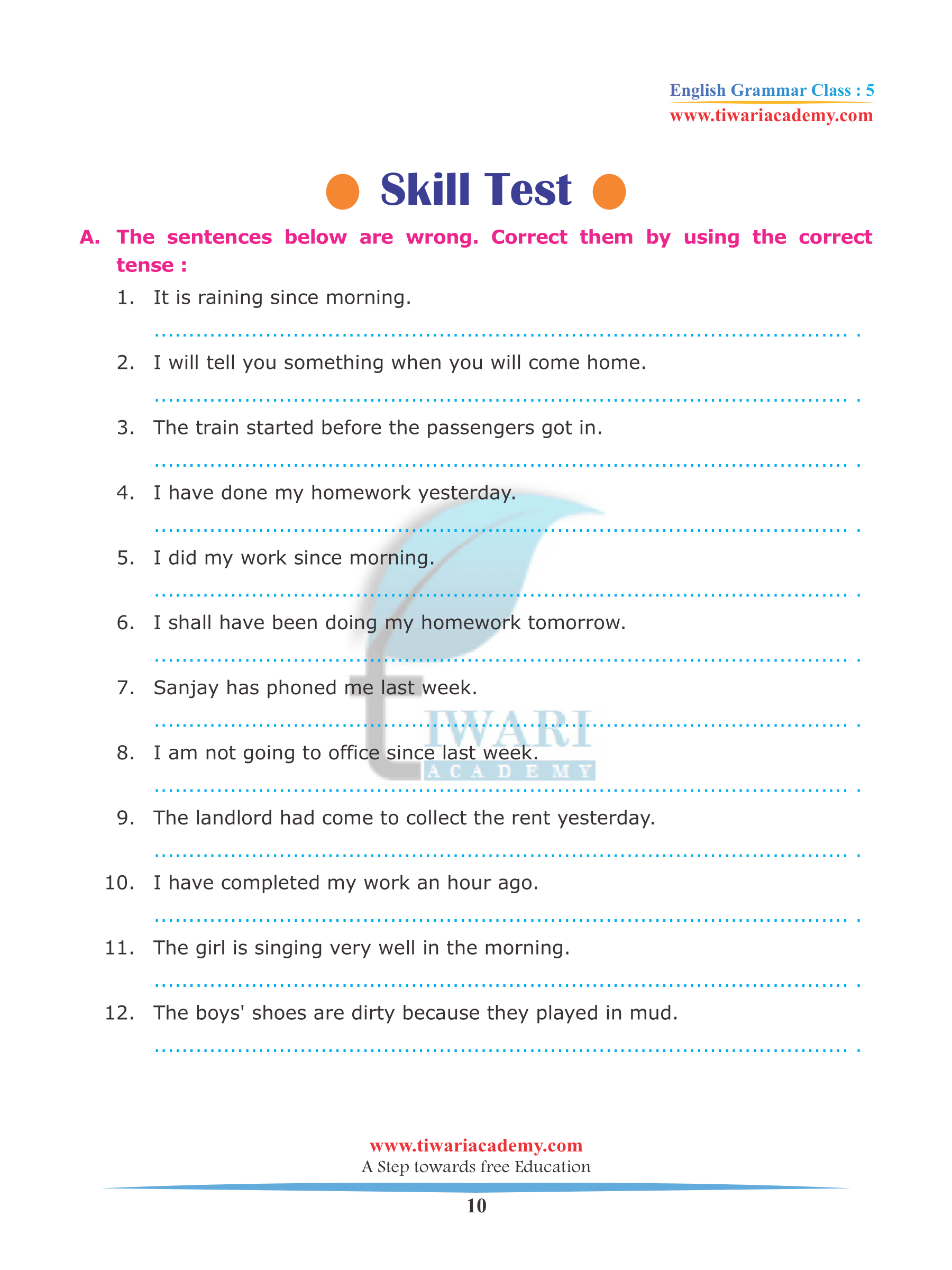 Class 5 English Grammar Chapter 6 Verb and Present, Past Future tense.