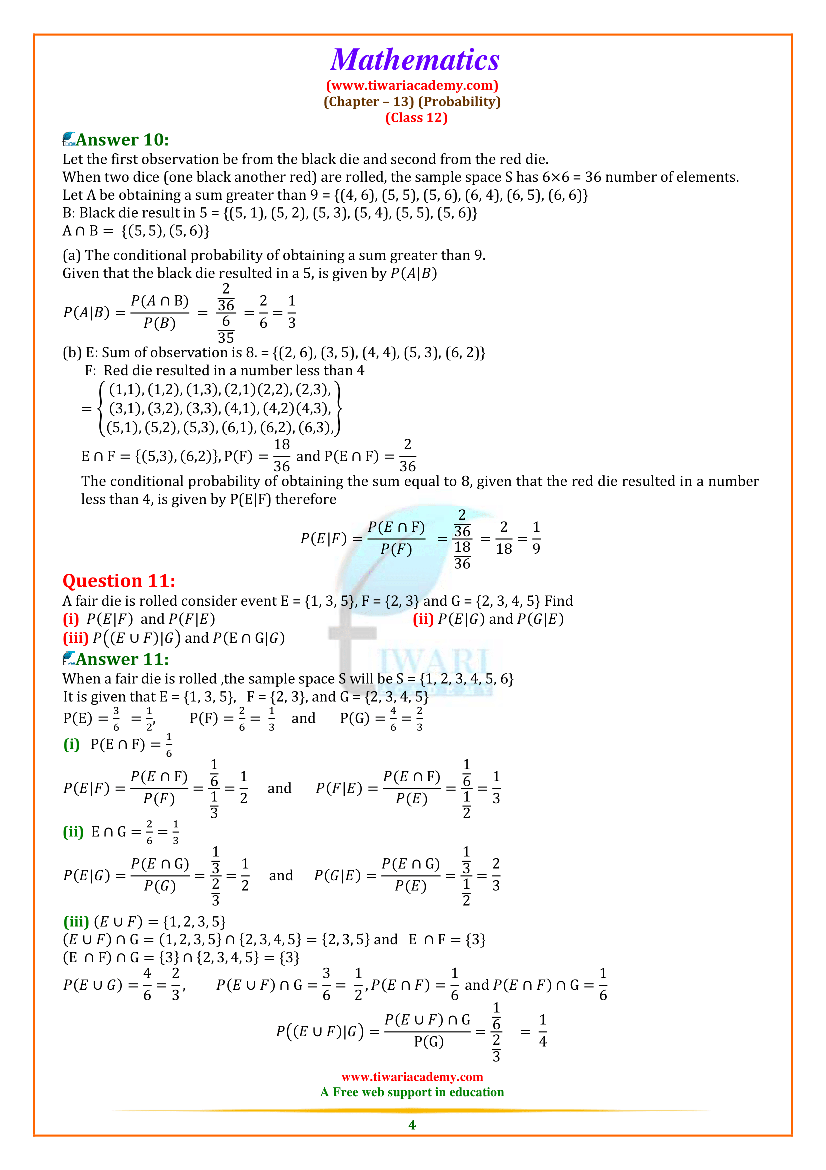 NCERT Solutions for Class 12 Maths Chapter 13 Exercise 13.1 in PDF.