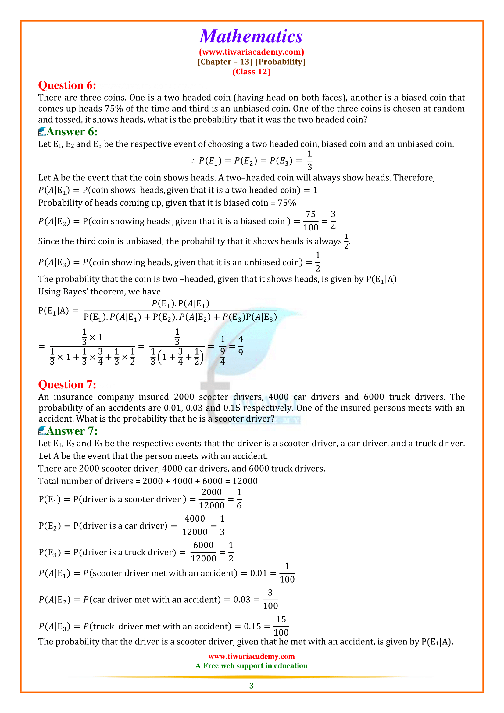 CBSE NCERT Solutions Class 12 Maths Chapter 13 Exercise 13.3 in PDF.