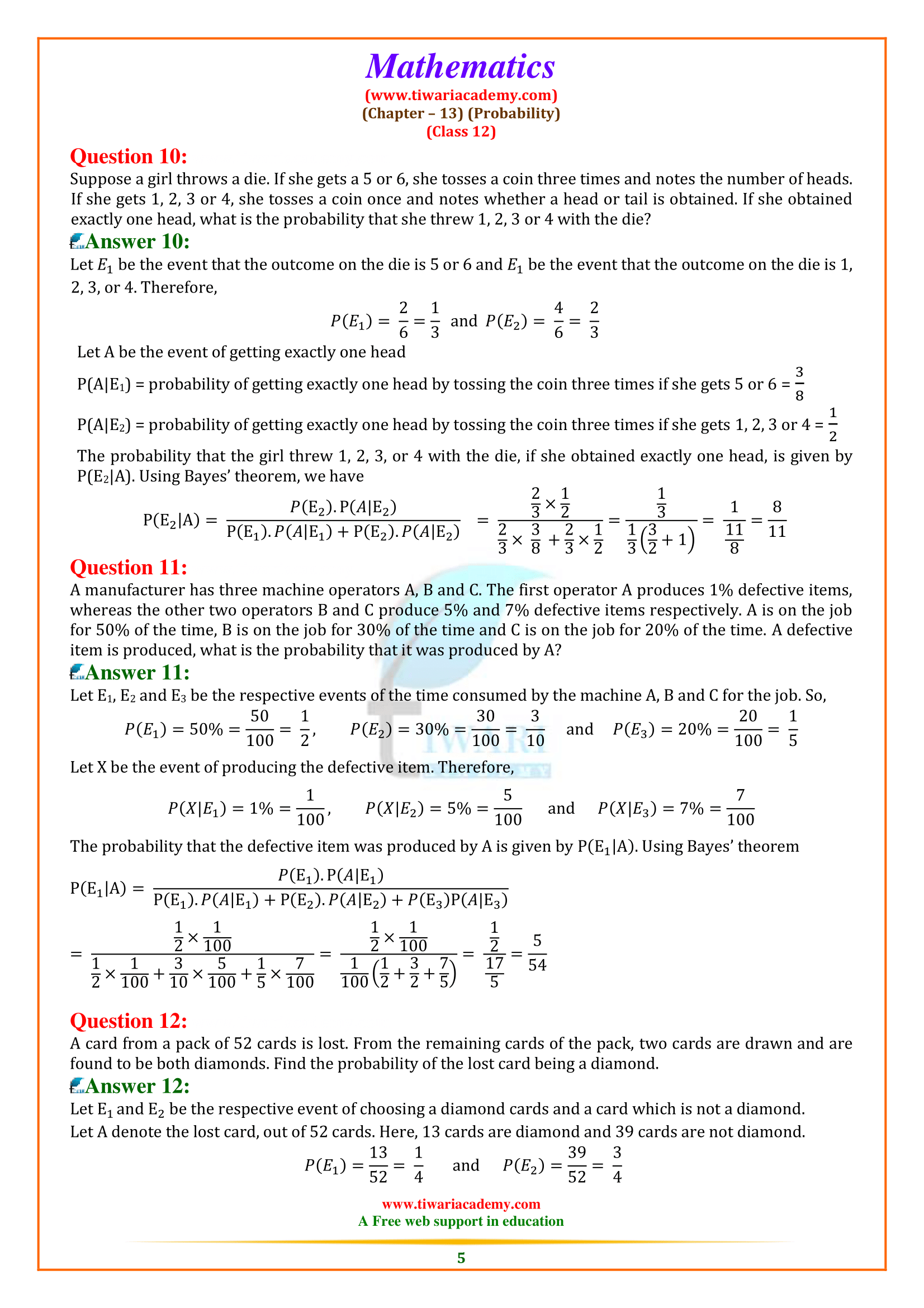 CBSE NCERT Solutions Class 12 Maths Chapter 13 Exercise 13.3 in PDF.