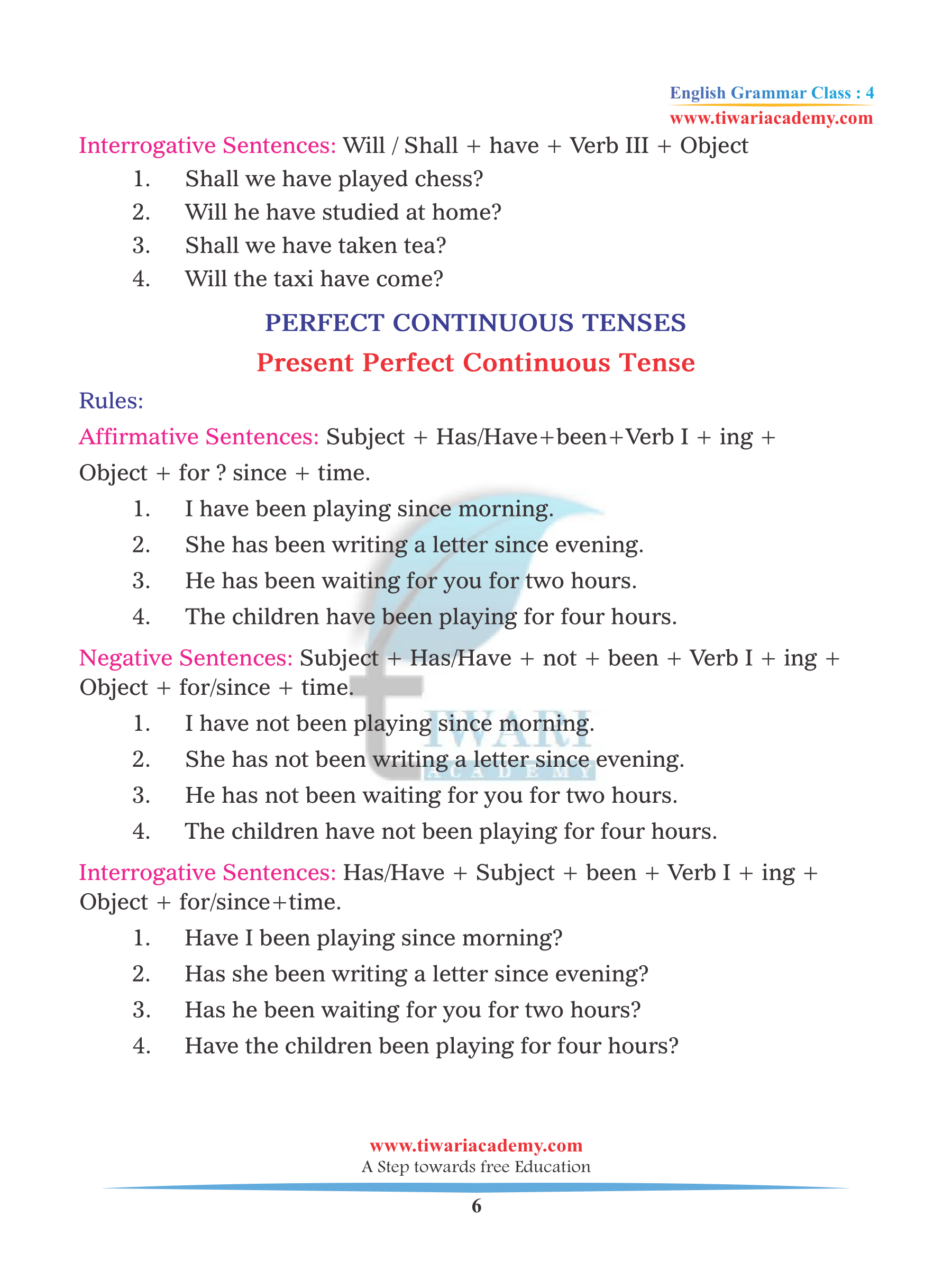 CBSE NCERT Class 4 English Grammar Chapter 8 the Tense in PDF format.
