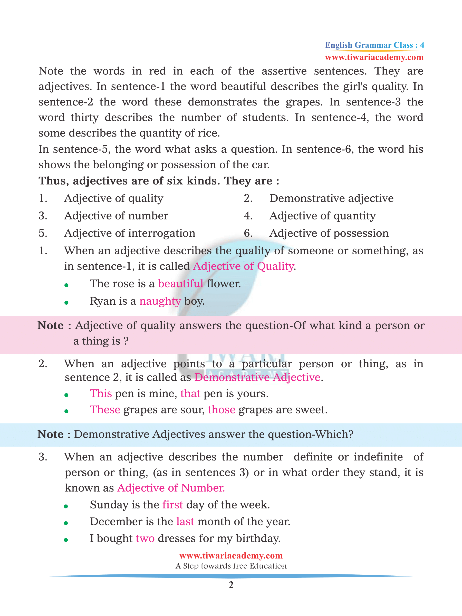 CBSE NCERT Class 4 English Grammar Chapter 9 Adjective And Their Kinds cbse-ncert-class-4-english-grammar-chapter-9-adjective-and-their-kinds