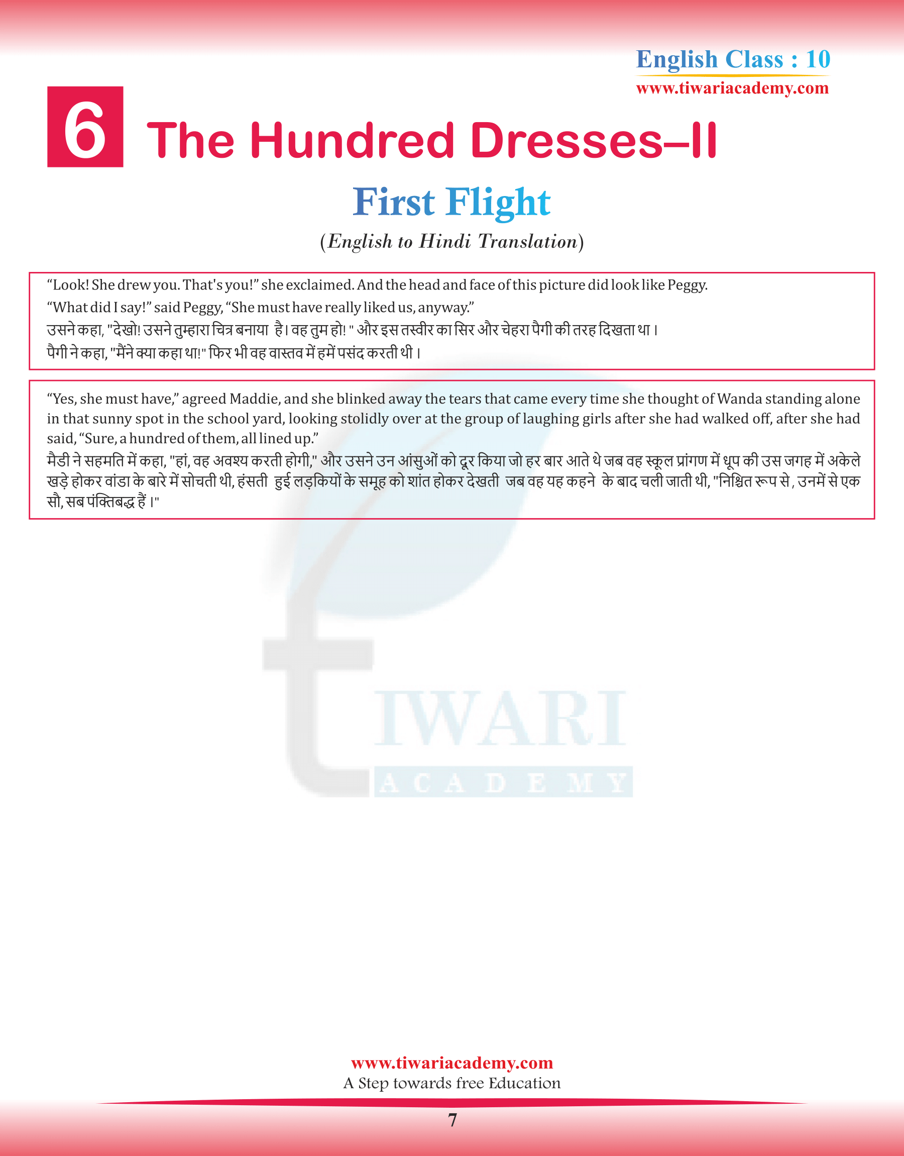NCERT Solutions for Class 10 English First Flight Chapter 6 in PDF