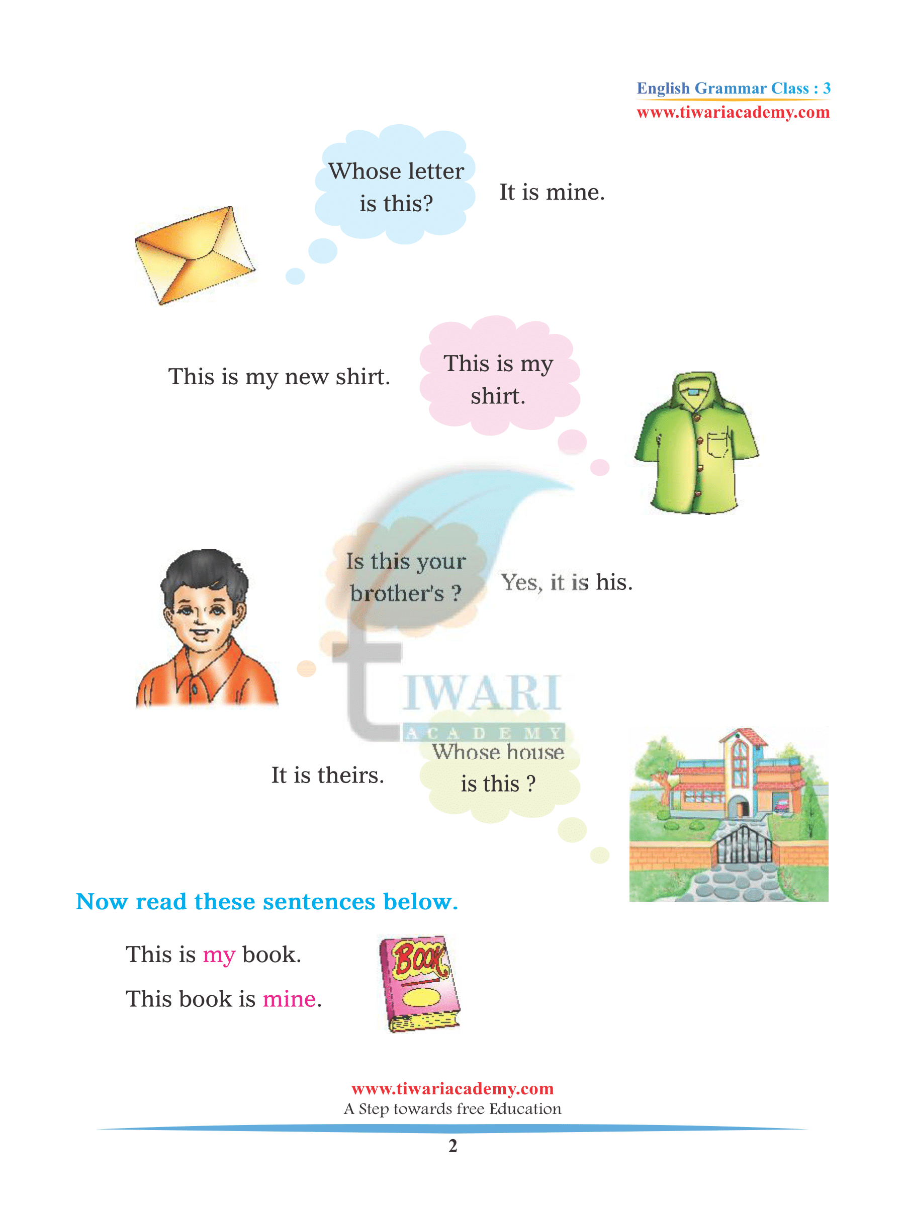 Class 3 English Grammar Chapter 8 Pronoun and its uses in sentences.