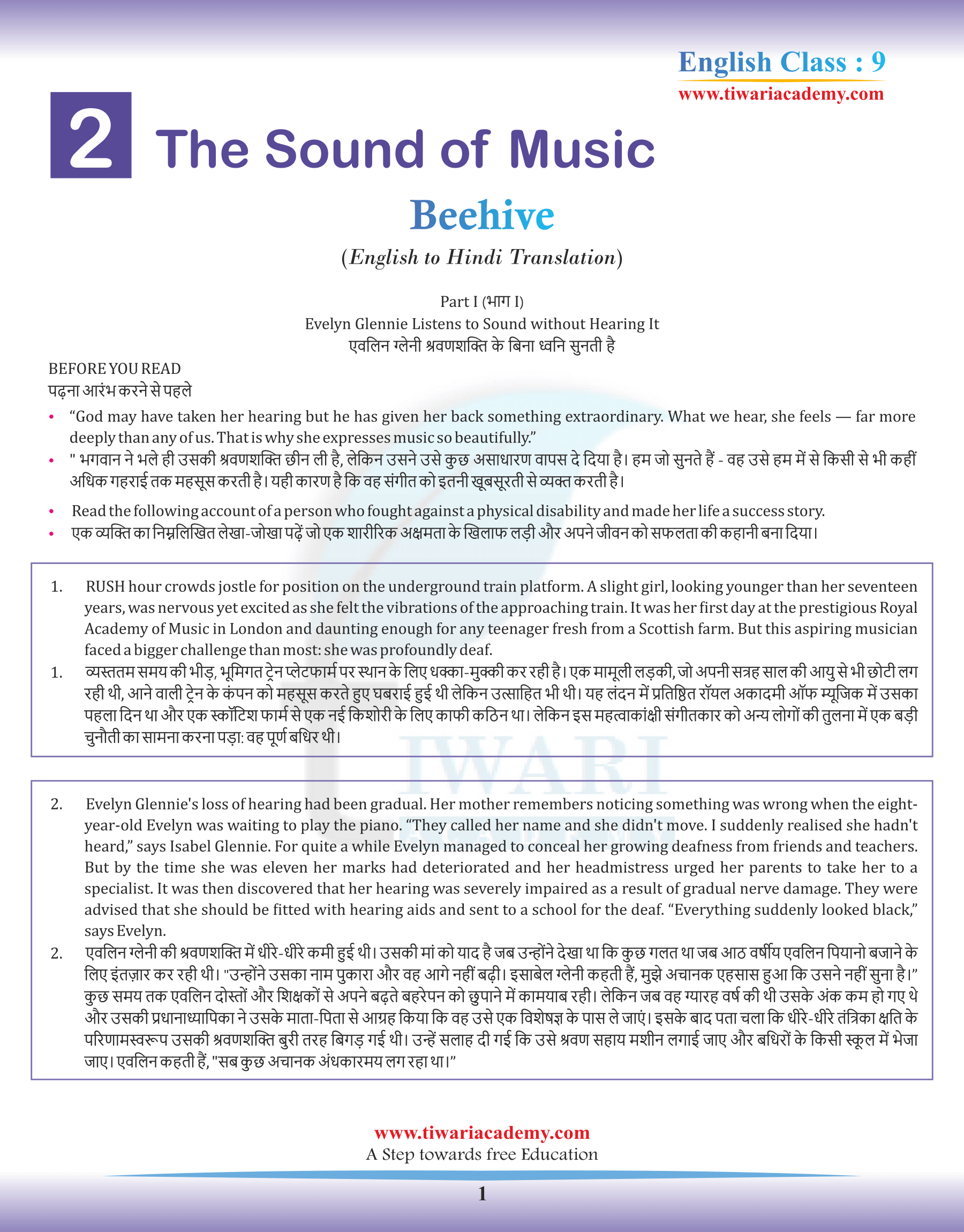 NCERT Solutions for Class 9 English Beehive Chapter 2 in PDF 2022-23.