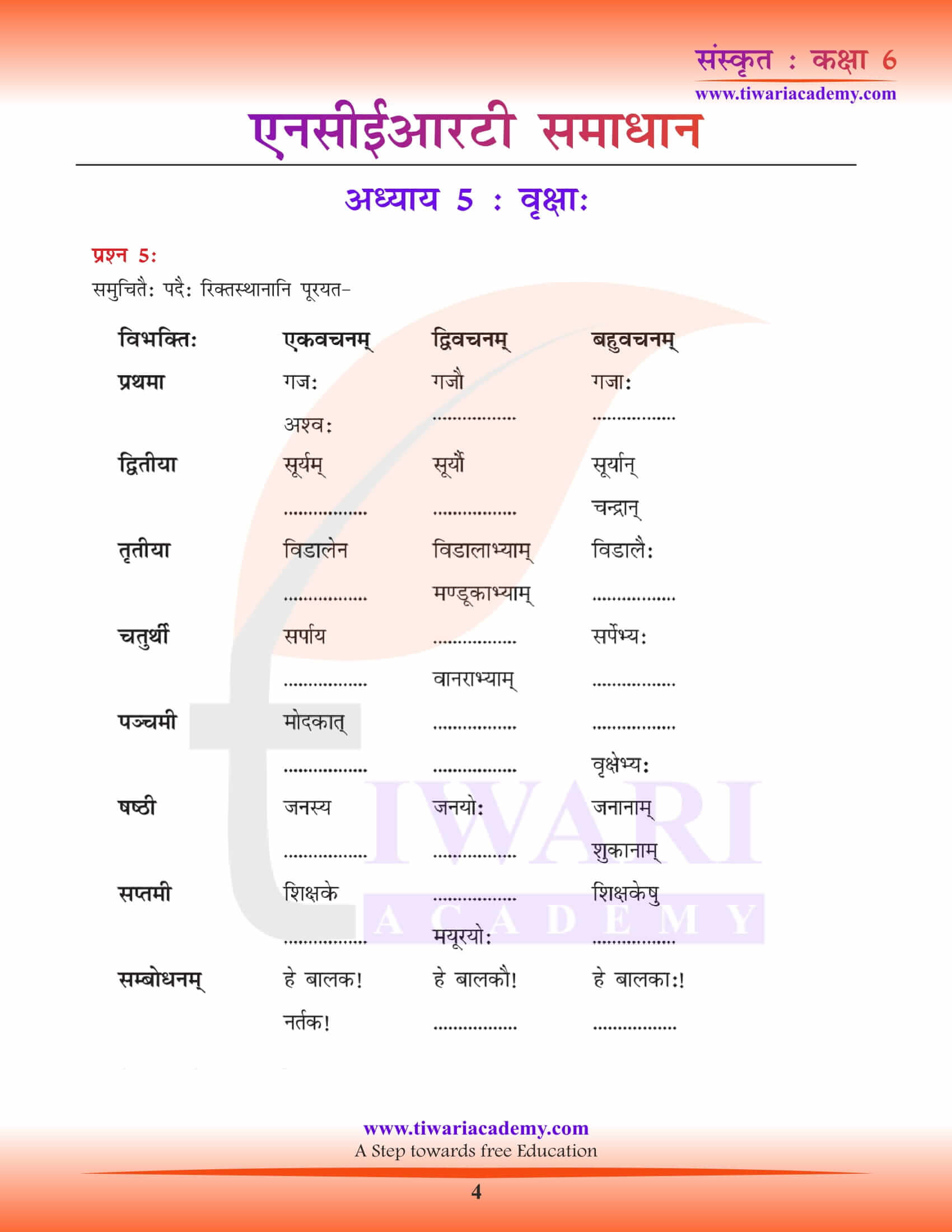 NCERT Solutions for Class 6 Sanskrit Ruchira (Updated for 2022-2023).