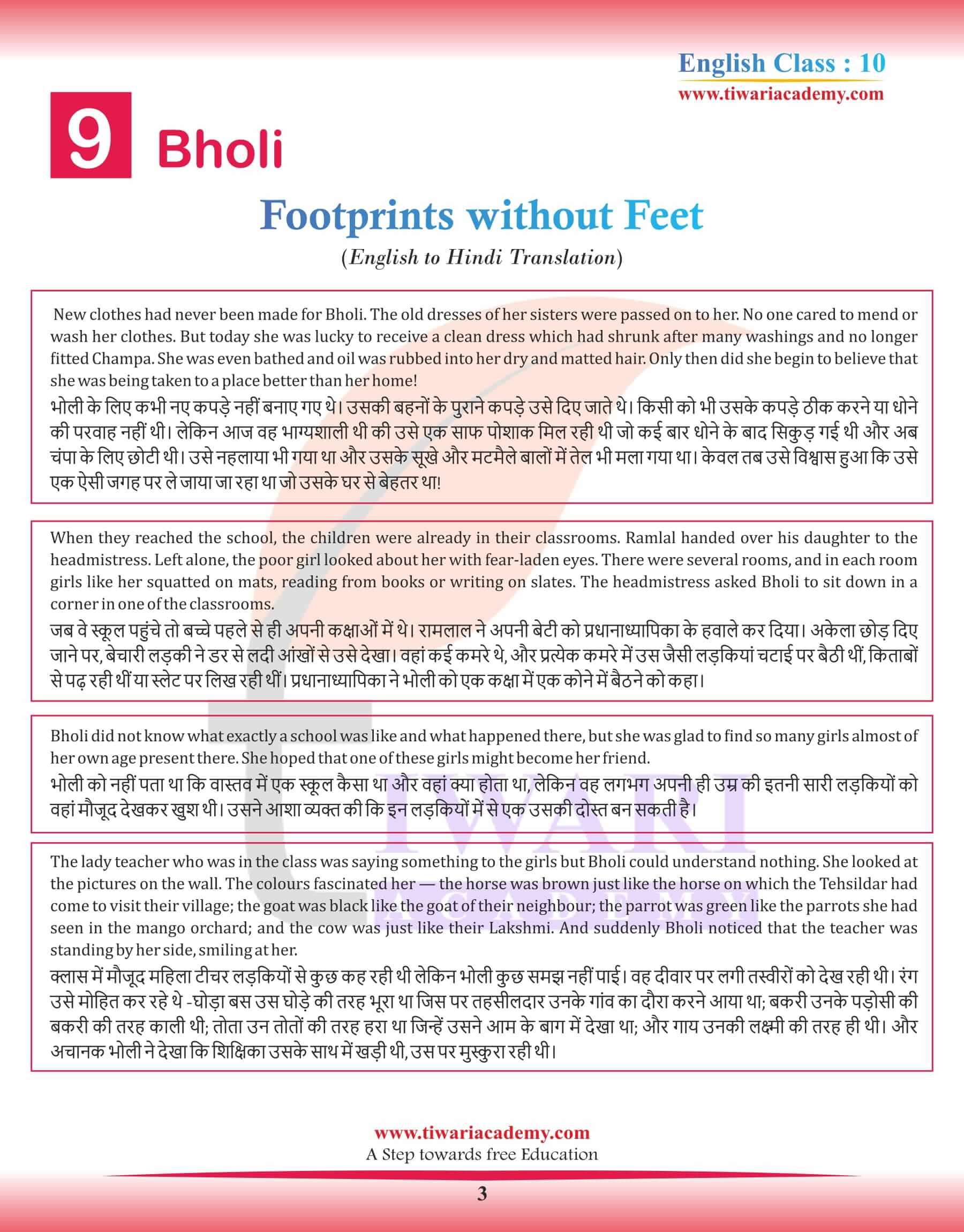 NCERT Solutions for Class 10 English Supplementary Chapter 9 Bholi