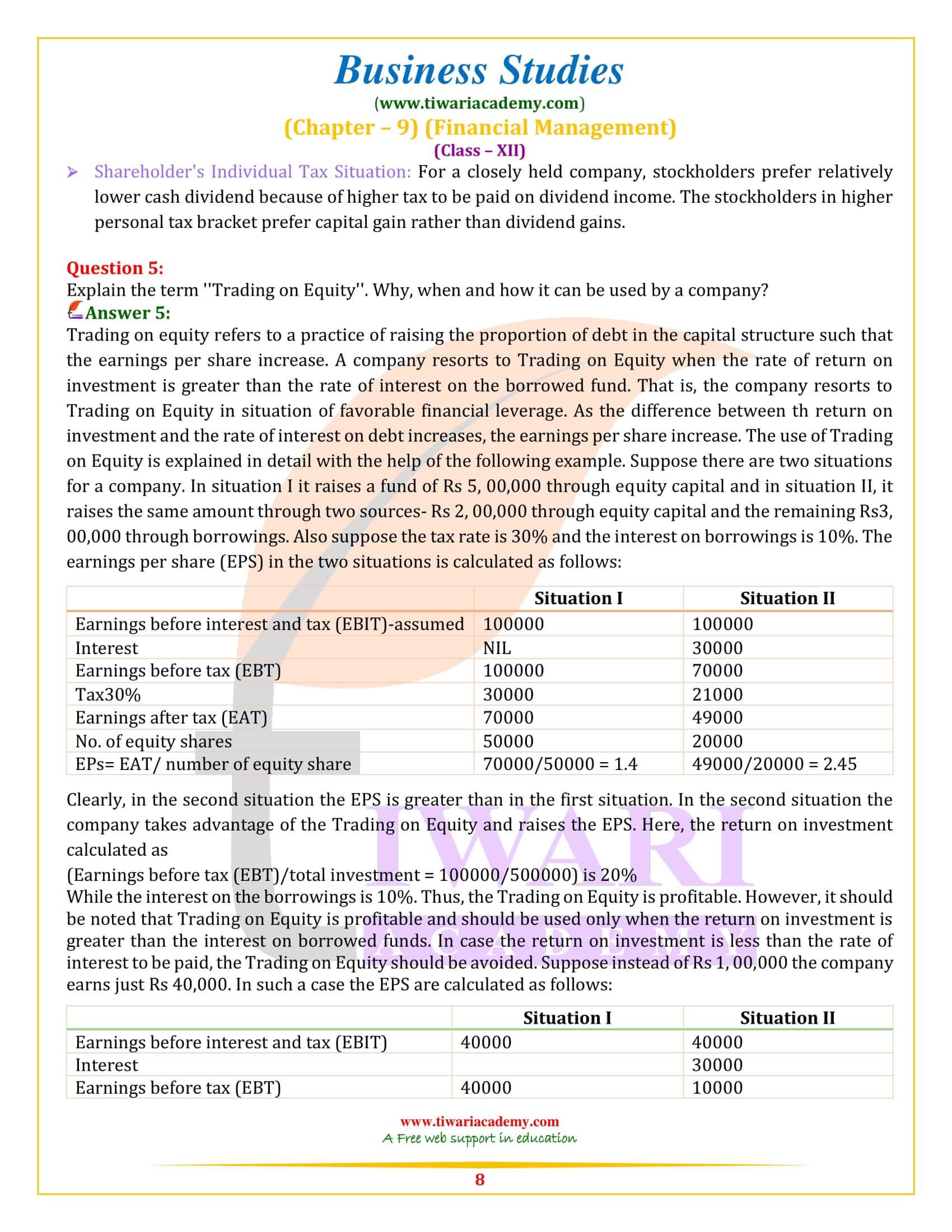 NCERT Solutions Class 12 Business Studies Chapter 9 Finance Management NCERT Solutions Class 12 Business Studies Chapter 9 Finance Management