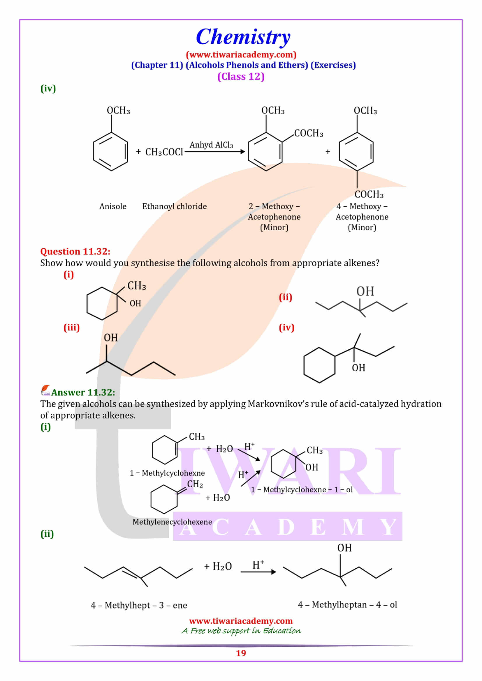 NCERT Solutions for Class 12 Chemistry Chapter 11 Alcohol Phenol Ether NCERT Solutions for Class 12 Chemistry Chapter 11 Alcohol Phenol Ether