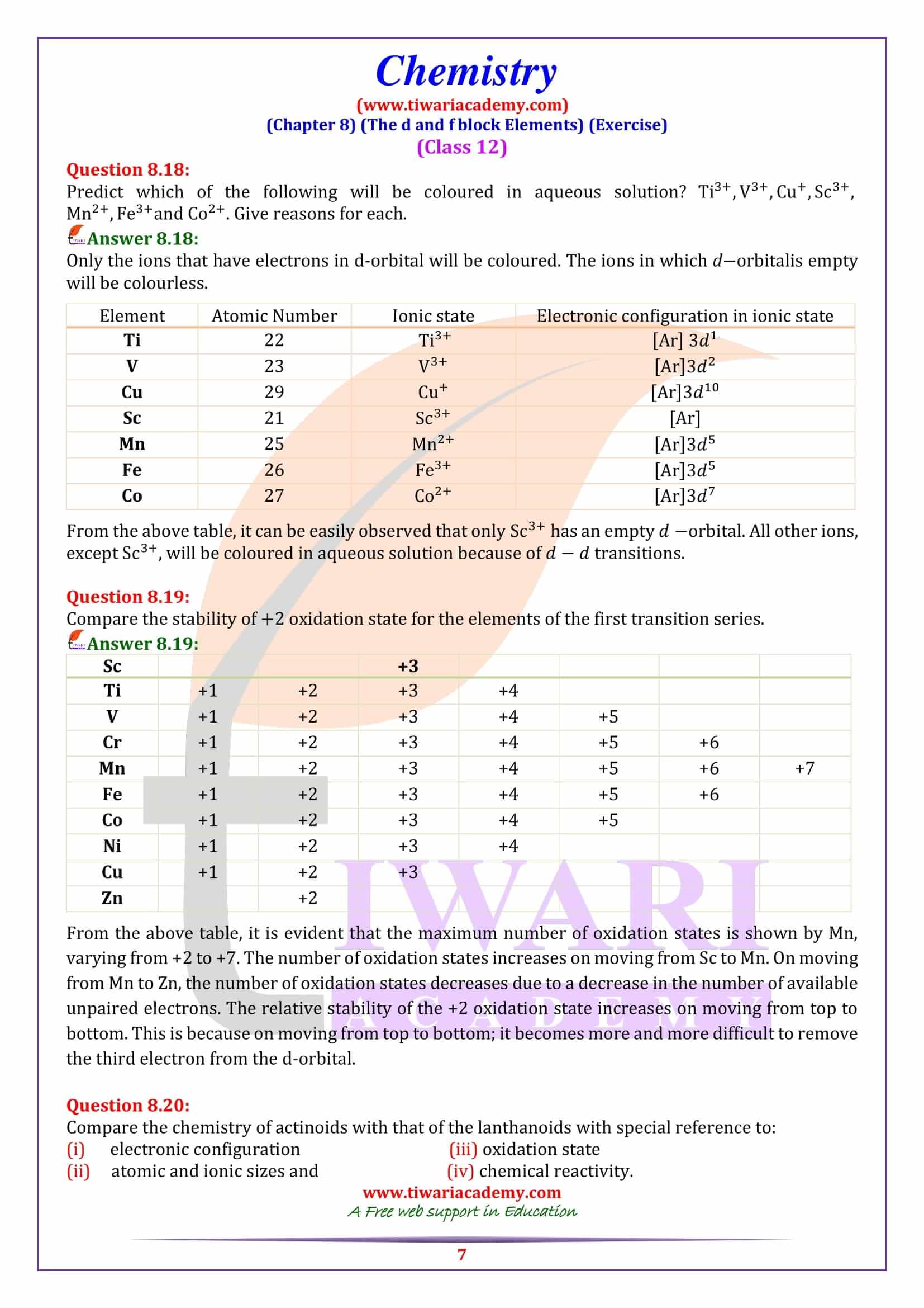 NCERT Solutions for Class 12 Chemistry Chapter 8 in Hindi and English