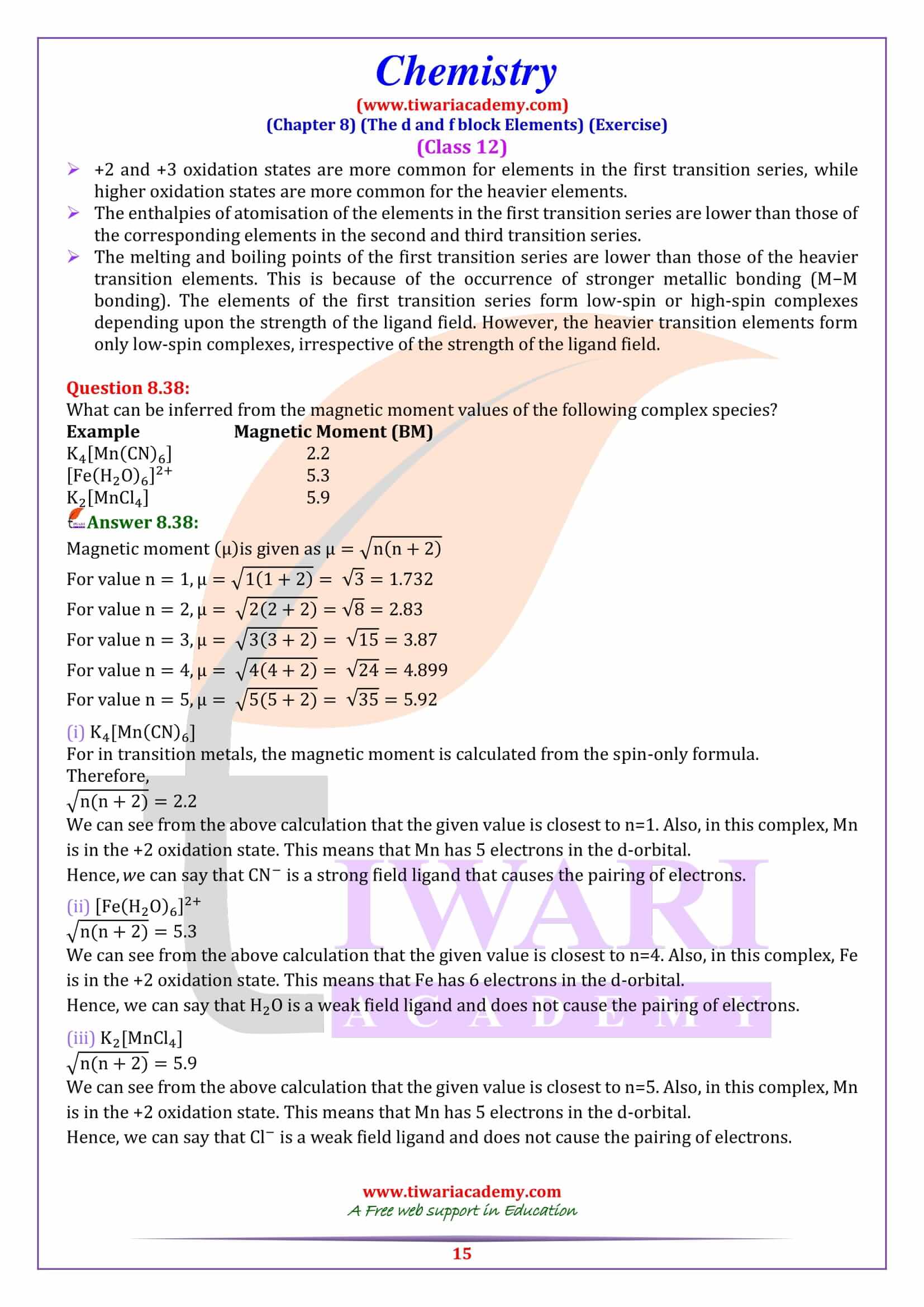 NCERT Solutions for Class 12 Chemistry Chapter 8 in Hindi and English
