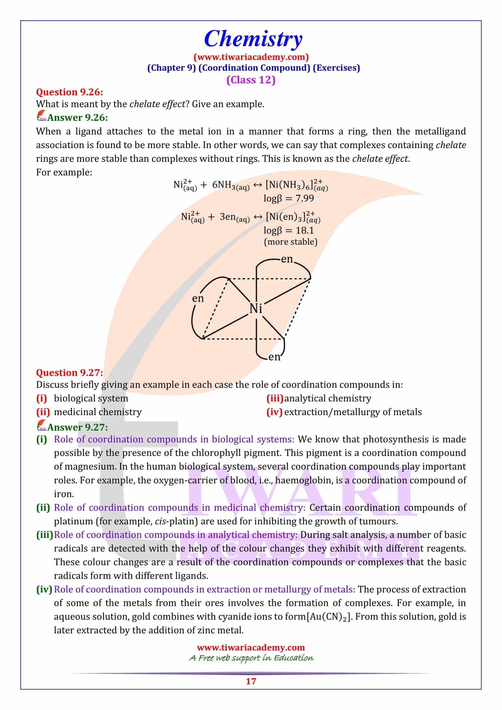 NCERT Solutions for Class 12 Chemistry Chapter 9 Coordination Compound