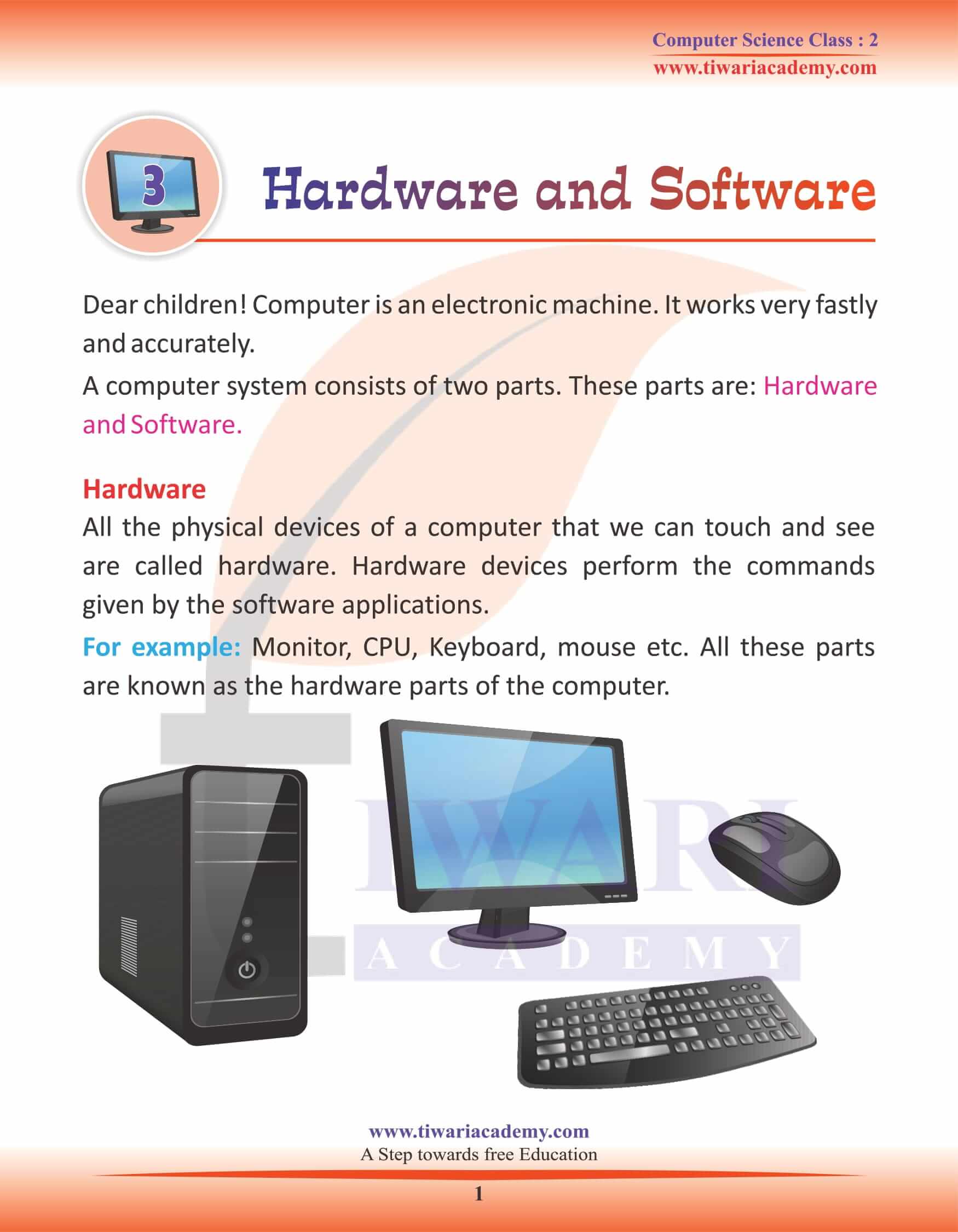NCERT Solutions for Class 2 Computer Science 3 Hardware and Software NCERT Solutions for Class 2 Computer Science 3 Hardware and Software