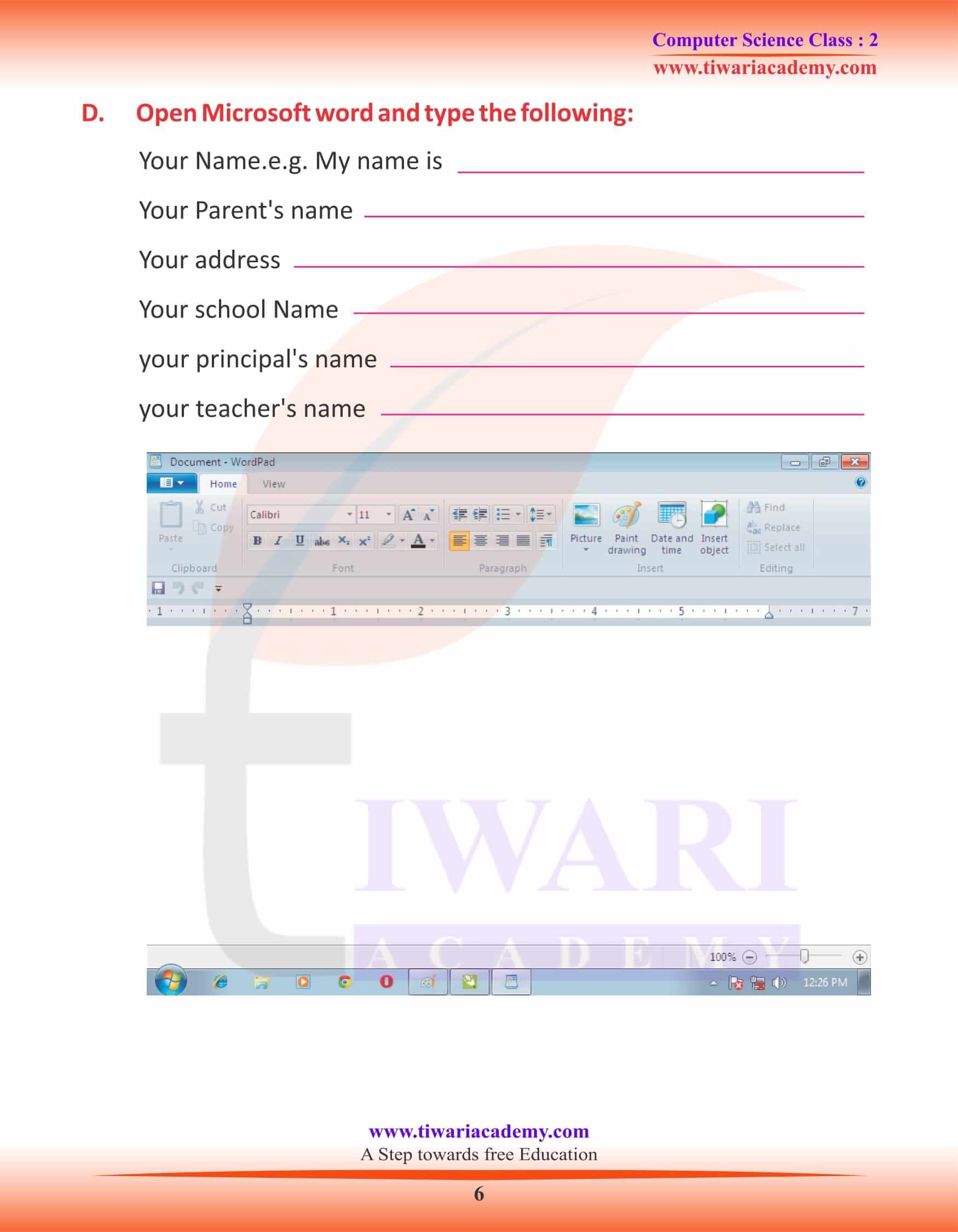 NCERT Solutions for Class 2 Computer Chapter 5 Using a Keyboard NCERT Solutions for Class 2 Computer Chapter 5 Using a Keyboard