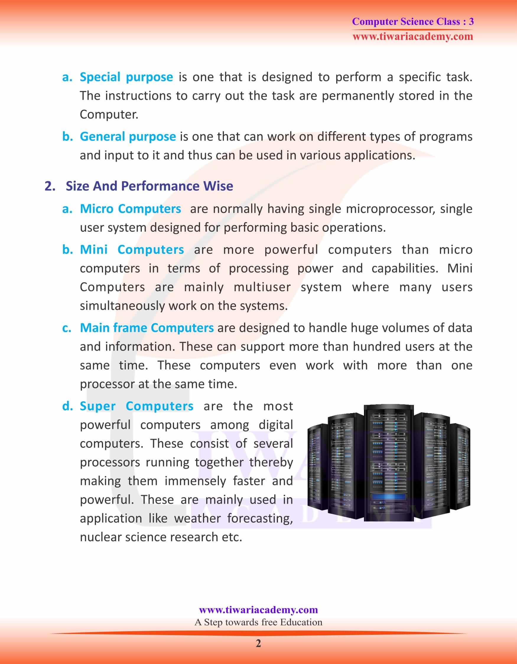 Class 3 Computer Science Chapter 3 Classification of Computers Class 3 Computer Science Chapter 3 Classification of Computers