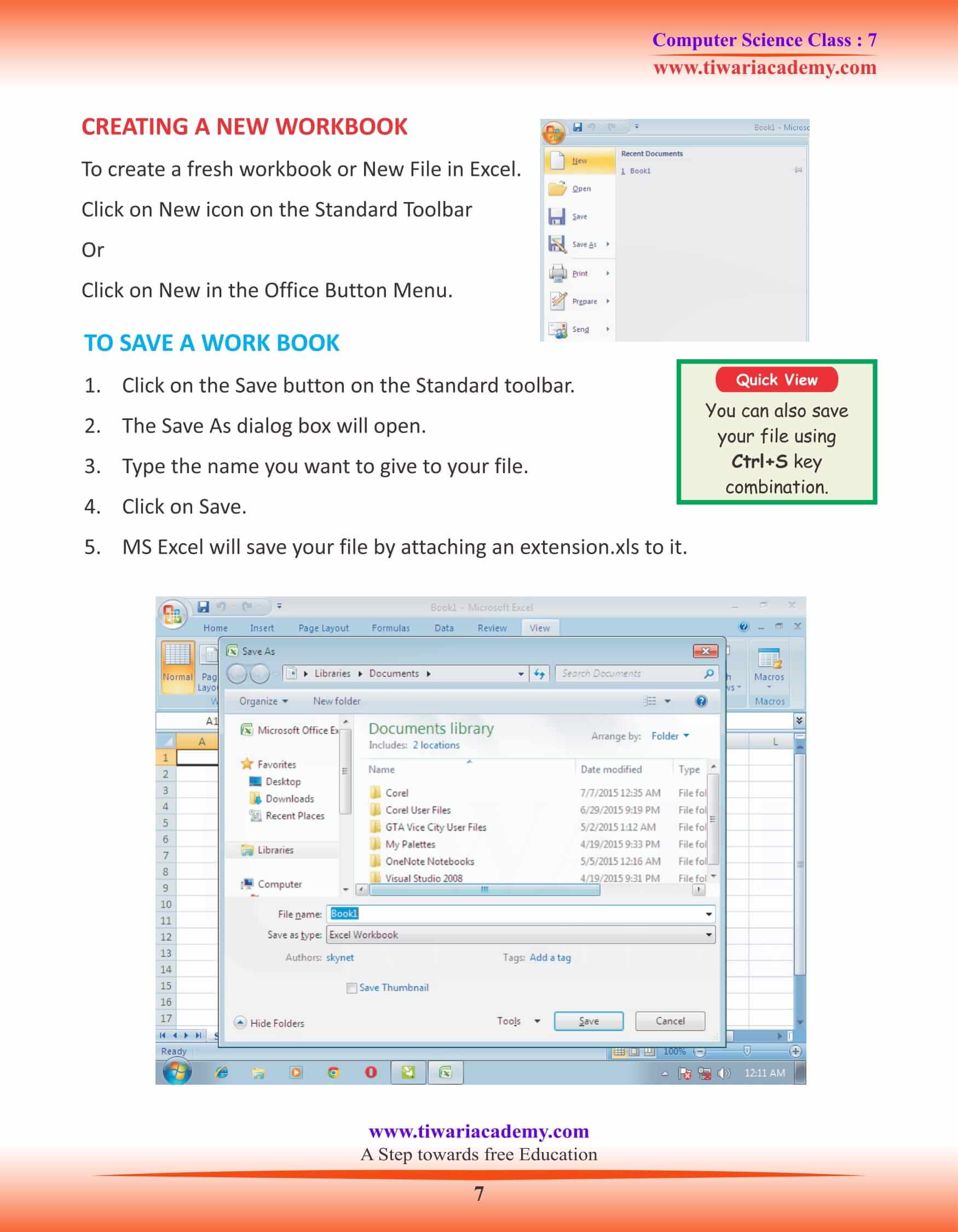 Class 7 Computer Science Chapter 4 Basics of Microsoft Excel Class 7 Computer Science Chapter 4 Basics of Microsoft Excel