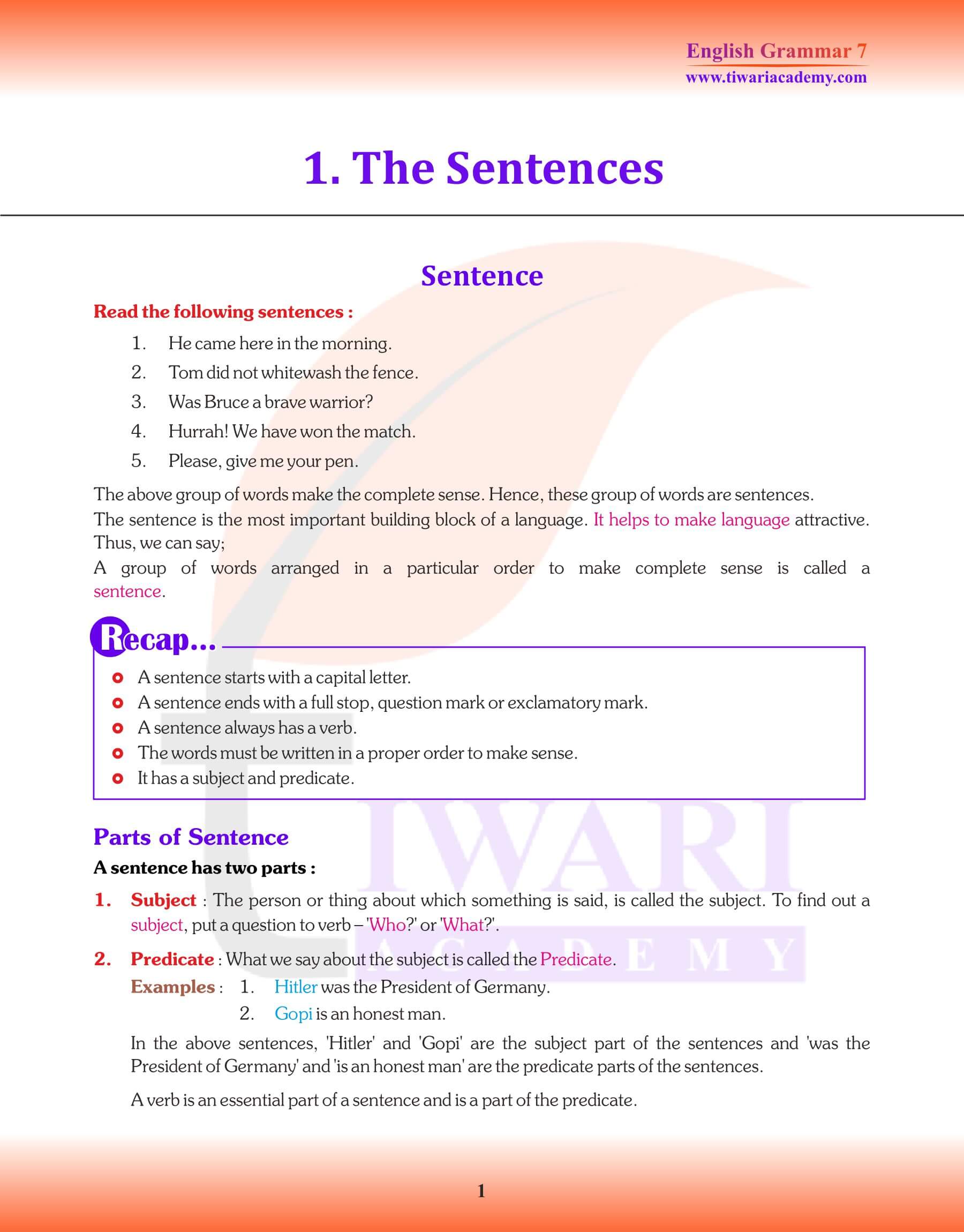 Class English Grammar Chapter The Sentence Updated For, 48% OFF Class English Grammar Chapter The Sentence Updated For, 48% OFF