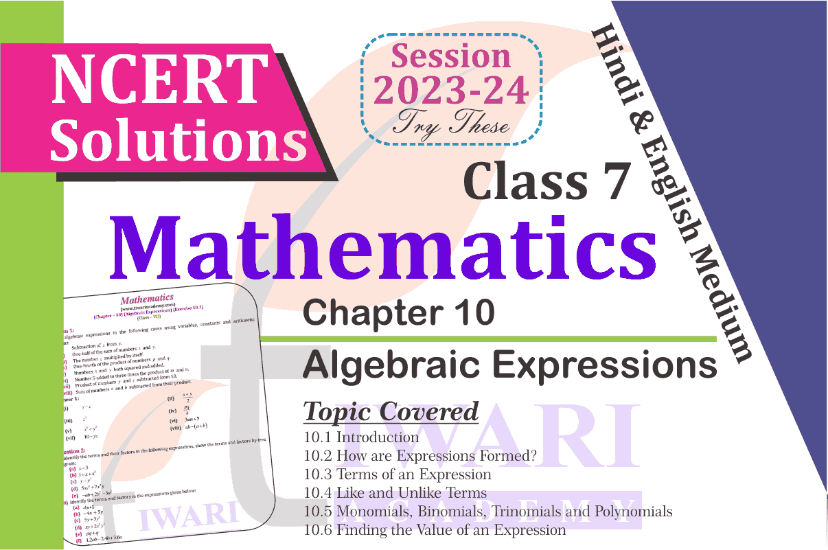 NCERT Solutions for Class 7 Maths Chapter 10 Algebraic Expressions