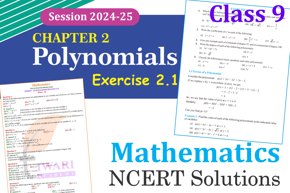 NCERT Solutions for Class 9 Maths Chapter 2 Exercise 2.1 Polynomials